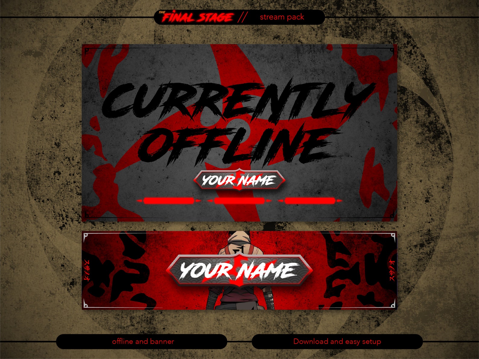 Full Animated Stream Overlay Package, Ninja, Shuriken, Shinobi. Twitch ...