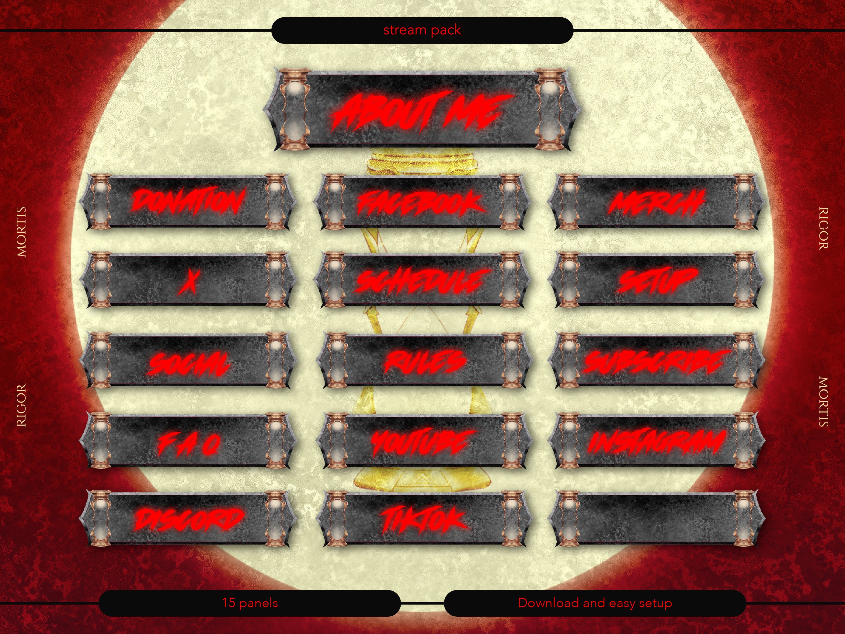 Full animated stream overlay package, dark, Grim reaper, Death. Twitch ...