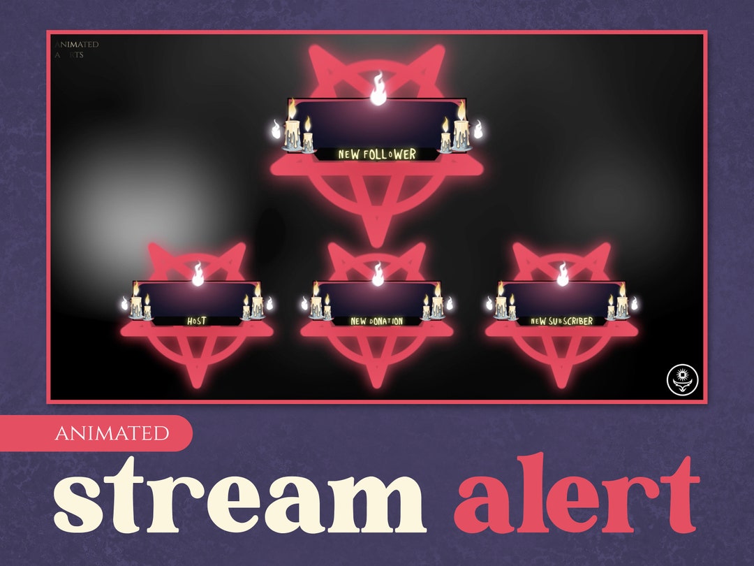 6x Pentagram Animated Alerts, Dark Cute. Alerts for Streaming on Twitch ...