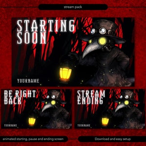 Animated Stream Overlay Package, Dark, Black Death Mask. Twitch Overlay ...