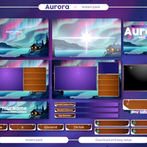 Full Animated Stream Overlay Package, Snow, Cozy, Lo-fi, Aurora. Twitch ...