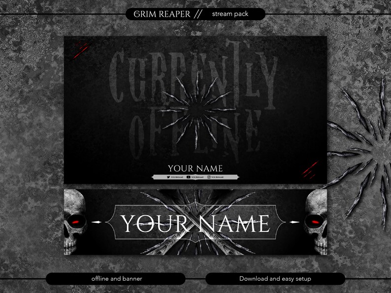 Dark Grim Reaper Full Animated Stream Overlay Graphic Package. for ...