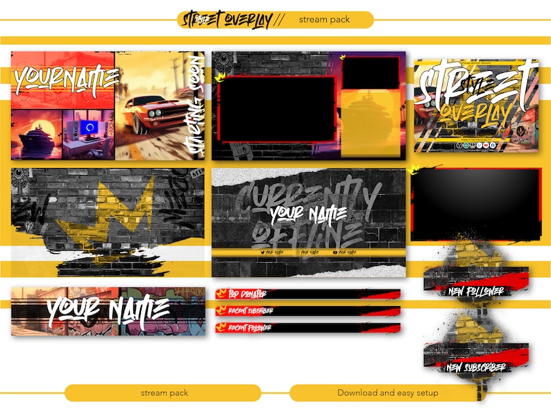 Full Animated Stream Overlay Package, Hip-hop, Gangster, Street Style ...