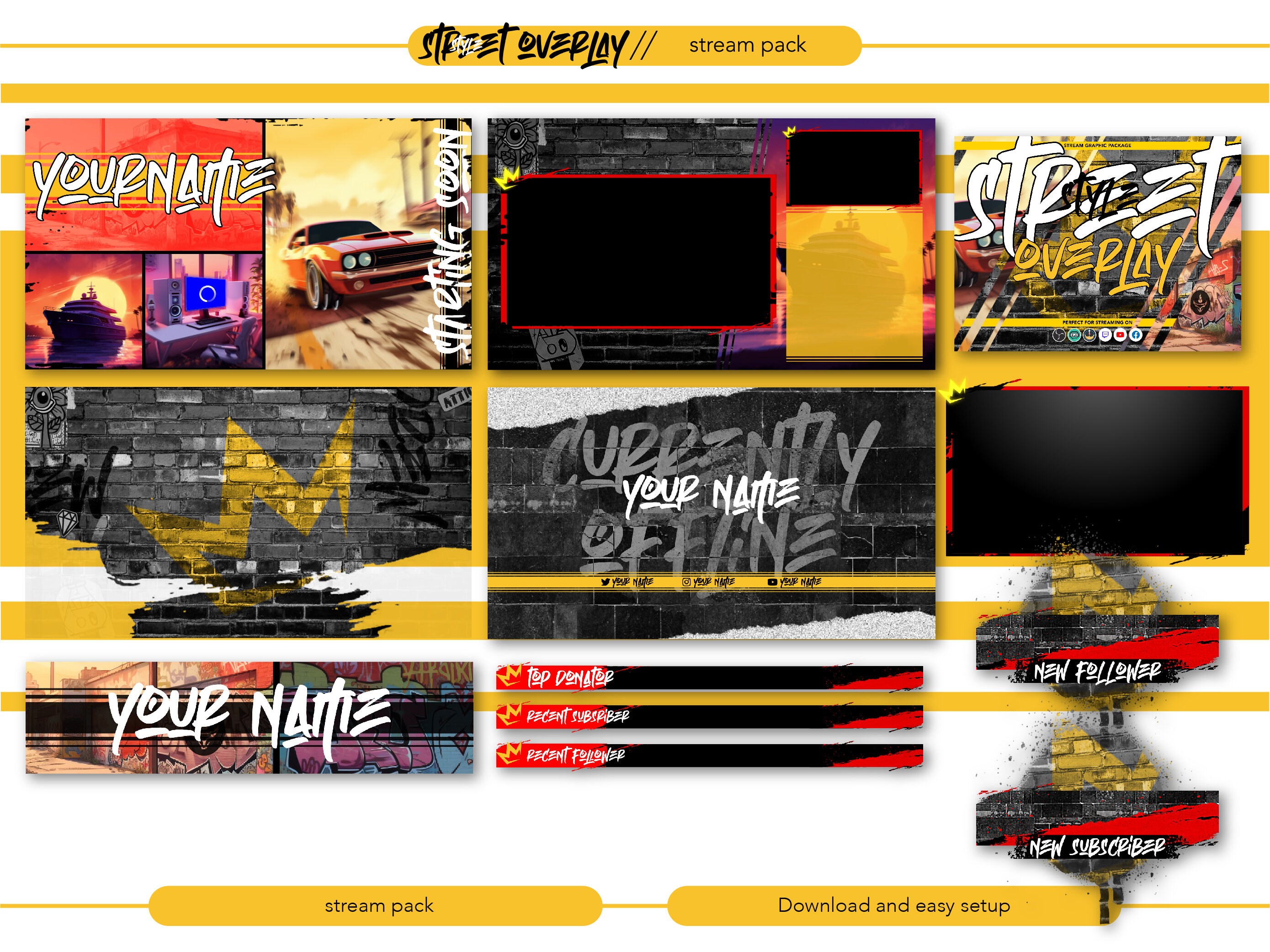 Full Animated Stream Overlay Package, Hip-hop, Gangster, Street Style ...