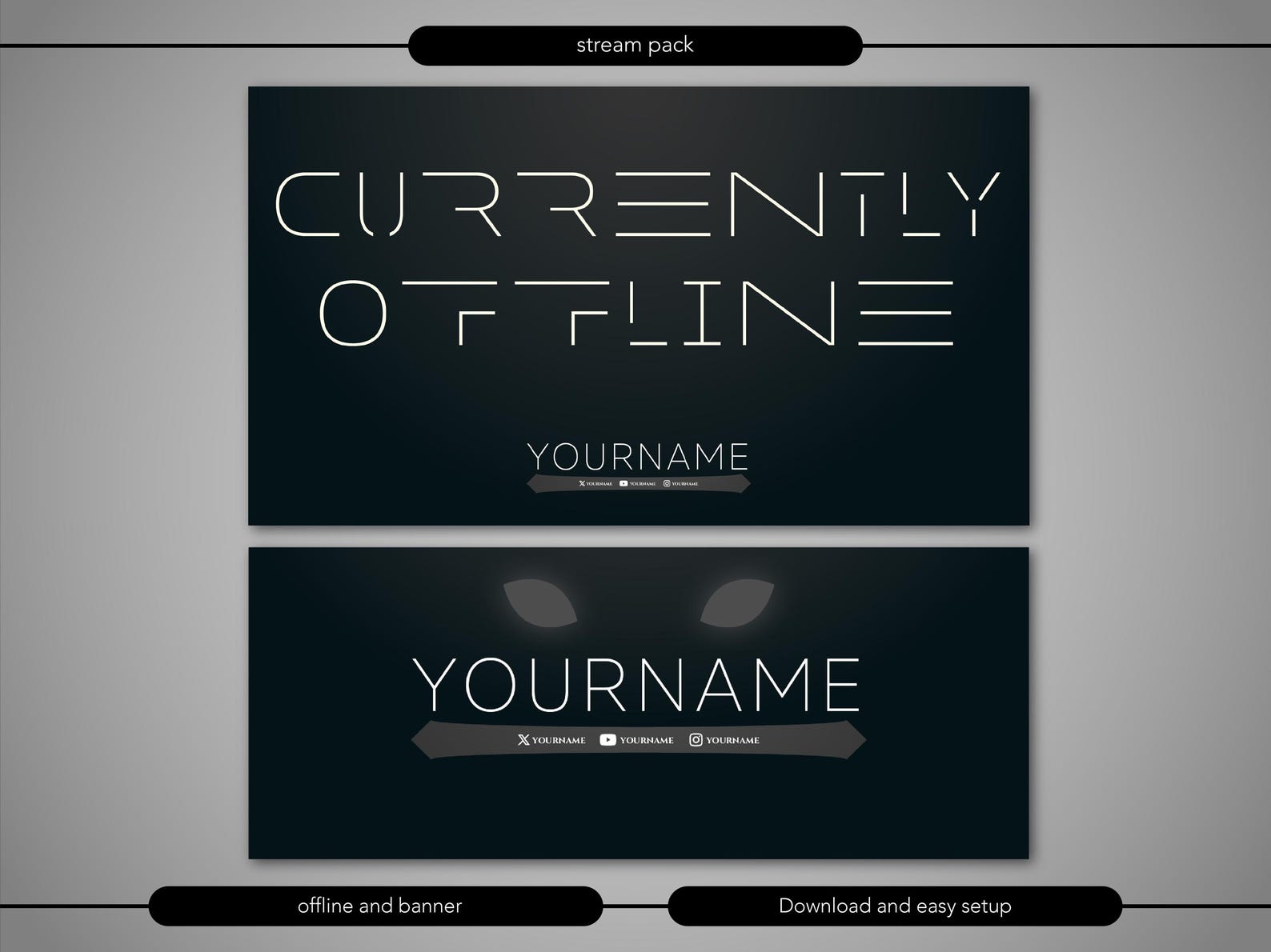 Animated Stream Overlay Package, Dark, Shadow. Twitch Overlay, Facebook ...