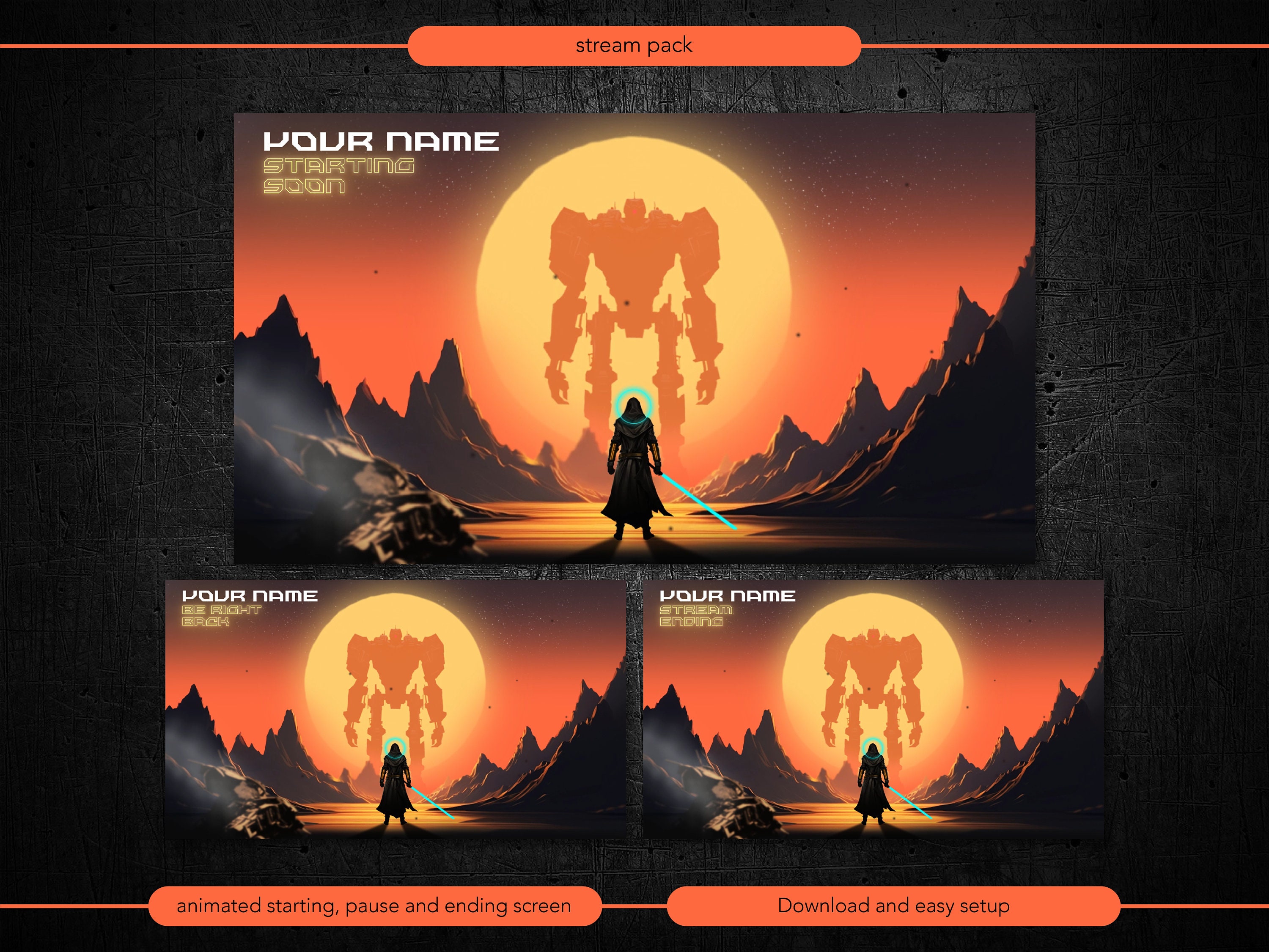 Animated Stream Overlay Package, Sci-fi, Assassin, Saber Master. Twitch ...