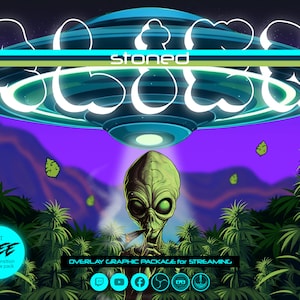 Full Animated Stream Overlay Package, Chill, Weed, Stoned Alien. Twitch ...