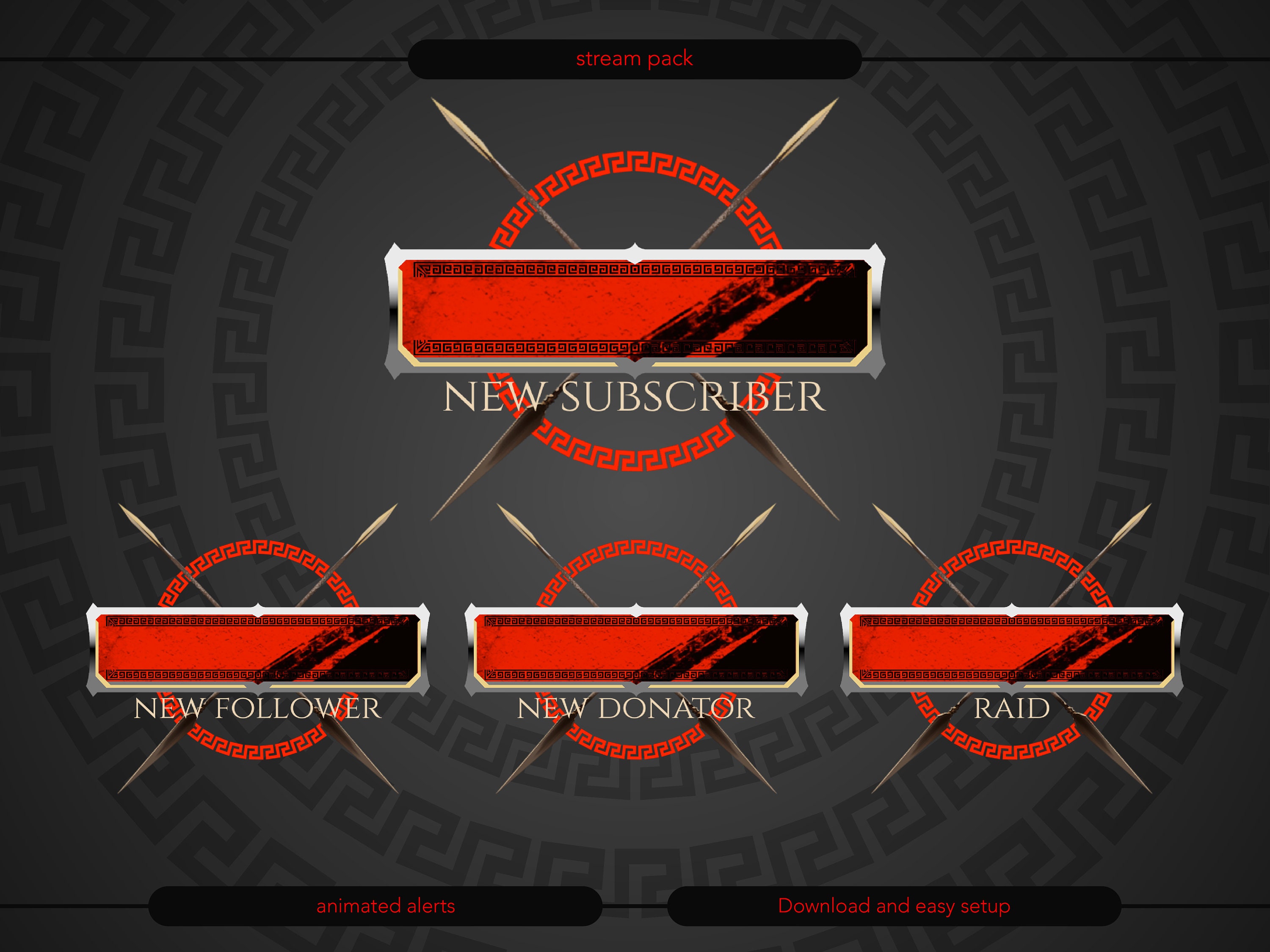 Full Animated Stream Overlay Package, Fighter, Spartan General. Twitch ...