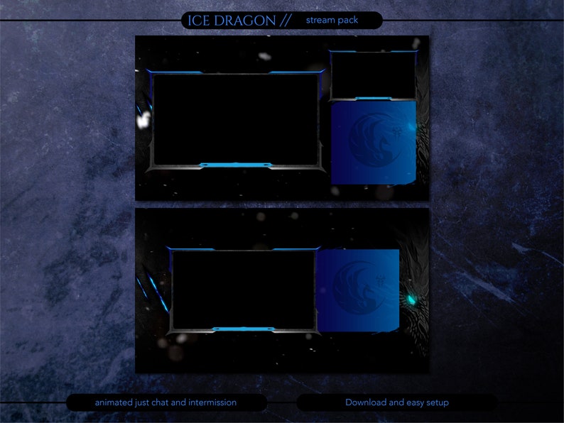 Full Animated Stream Overlay Package, Medieval, Ice Dragon, King ...