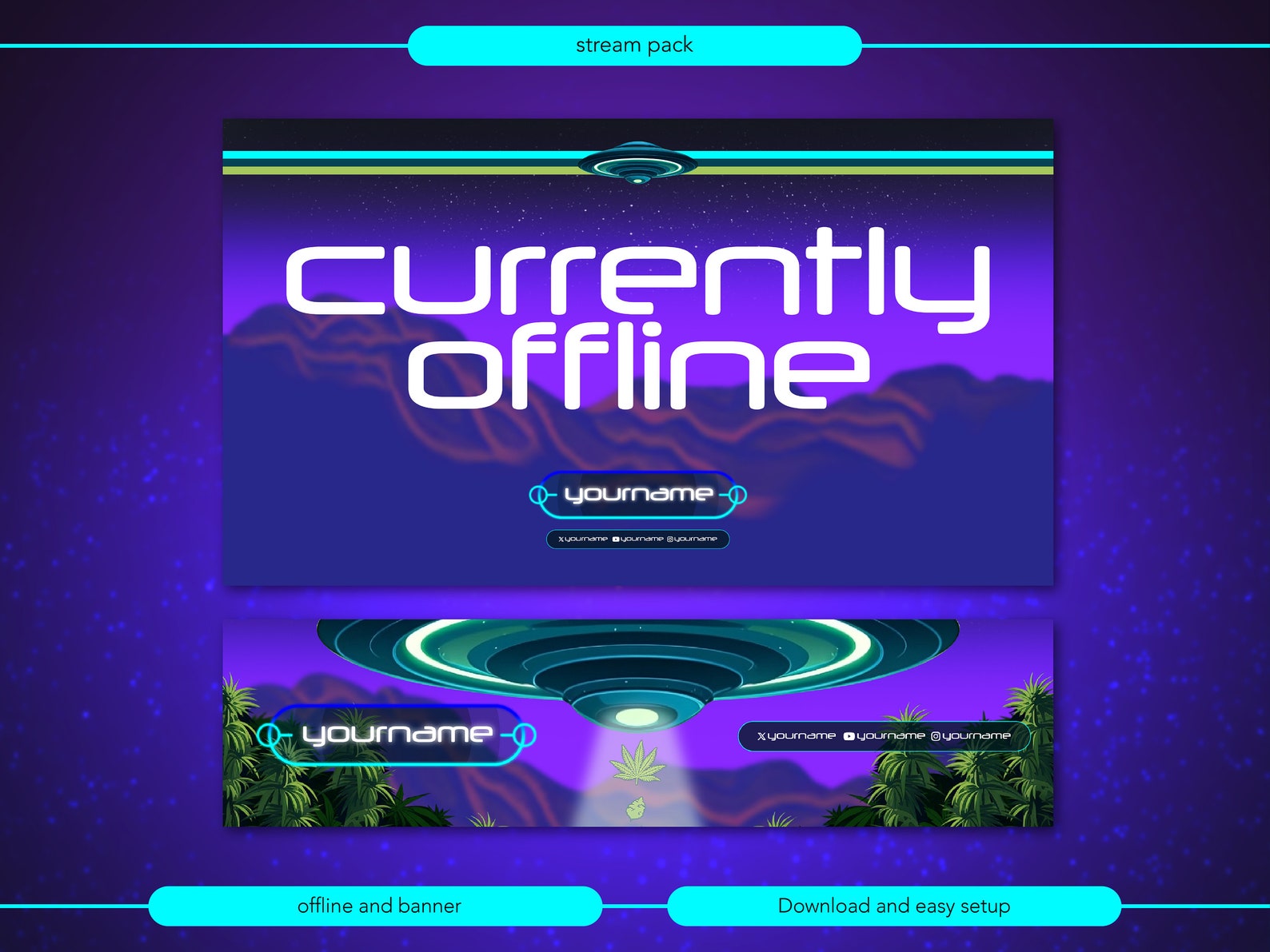 Full Animated Stream Overlay Package, Chill, Weed, Stoned Alien. Twitch ...