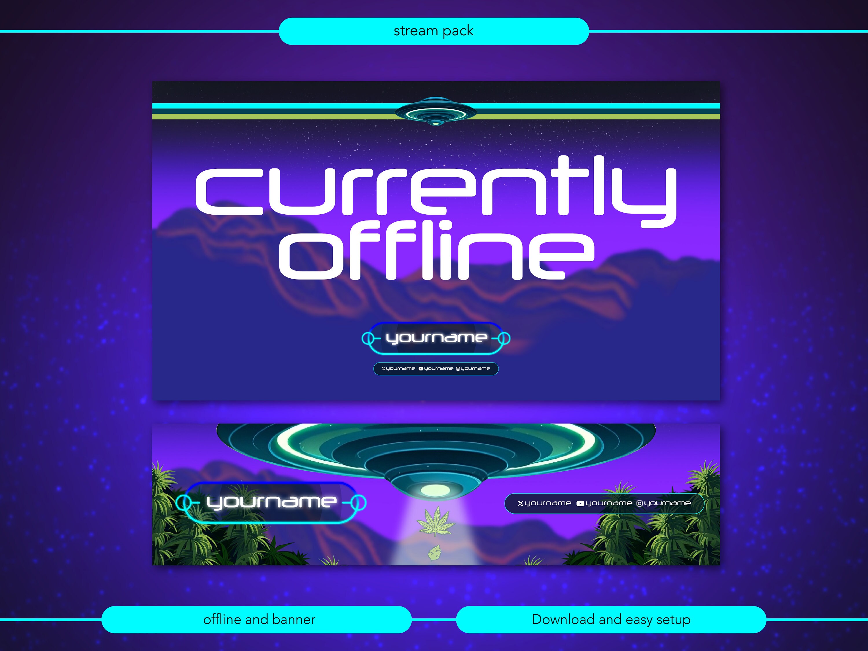 Full Animated Stream Overlay Package, Chill, Weed, Stoned Alien. Twitch ...
