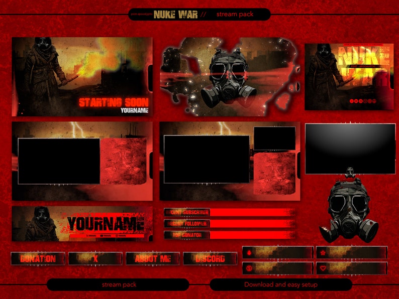 Animated Stream Overlay Package, Fire, Apocalyptic, War, Nuke War ...
