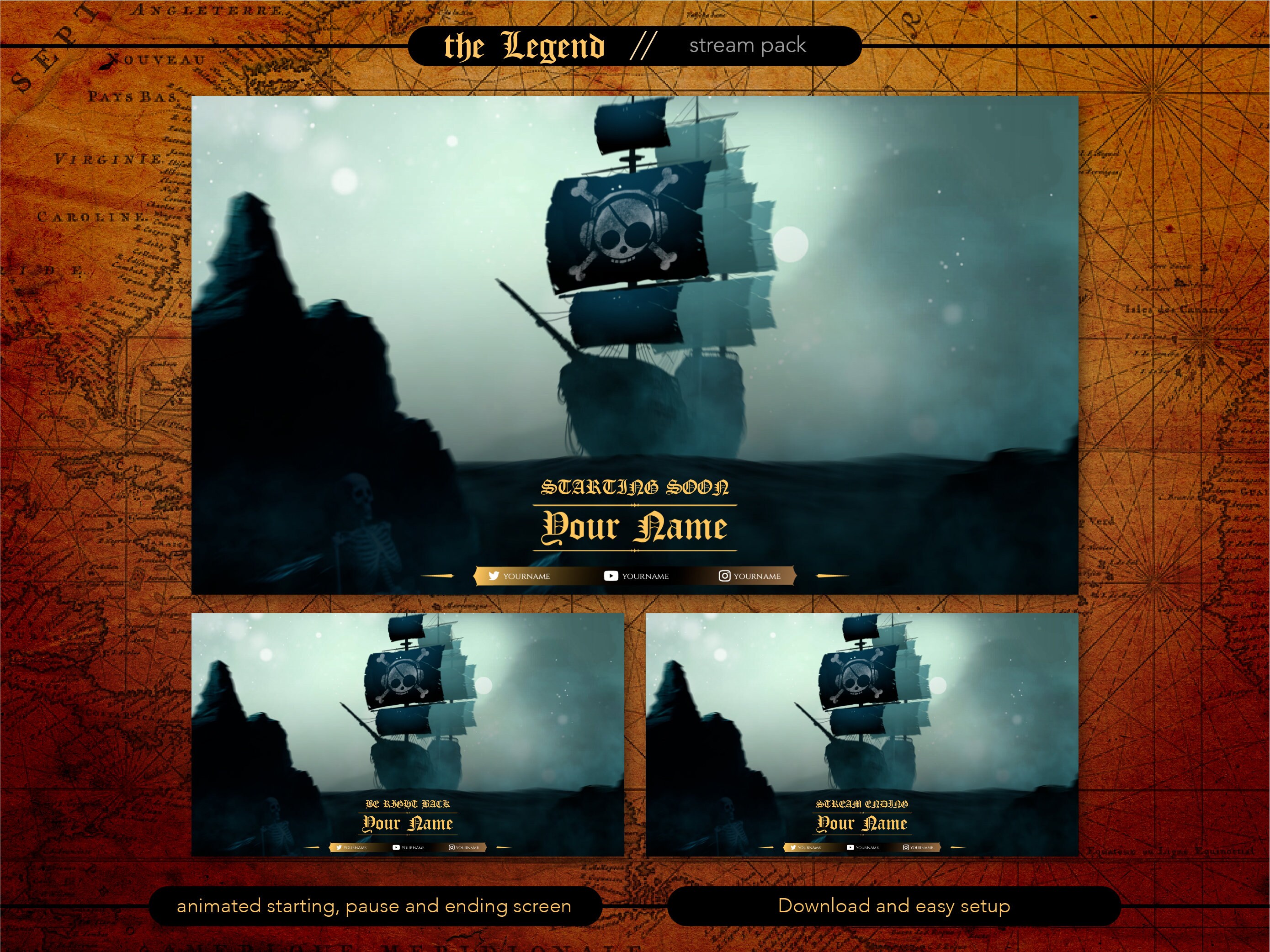 Full Animated Stream Overlay Package, Anime, Adventure, Pirate, the ...