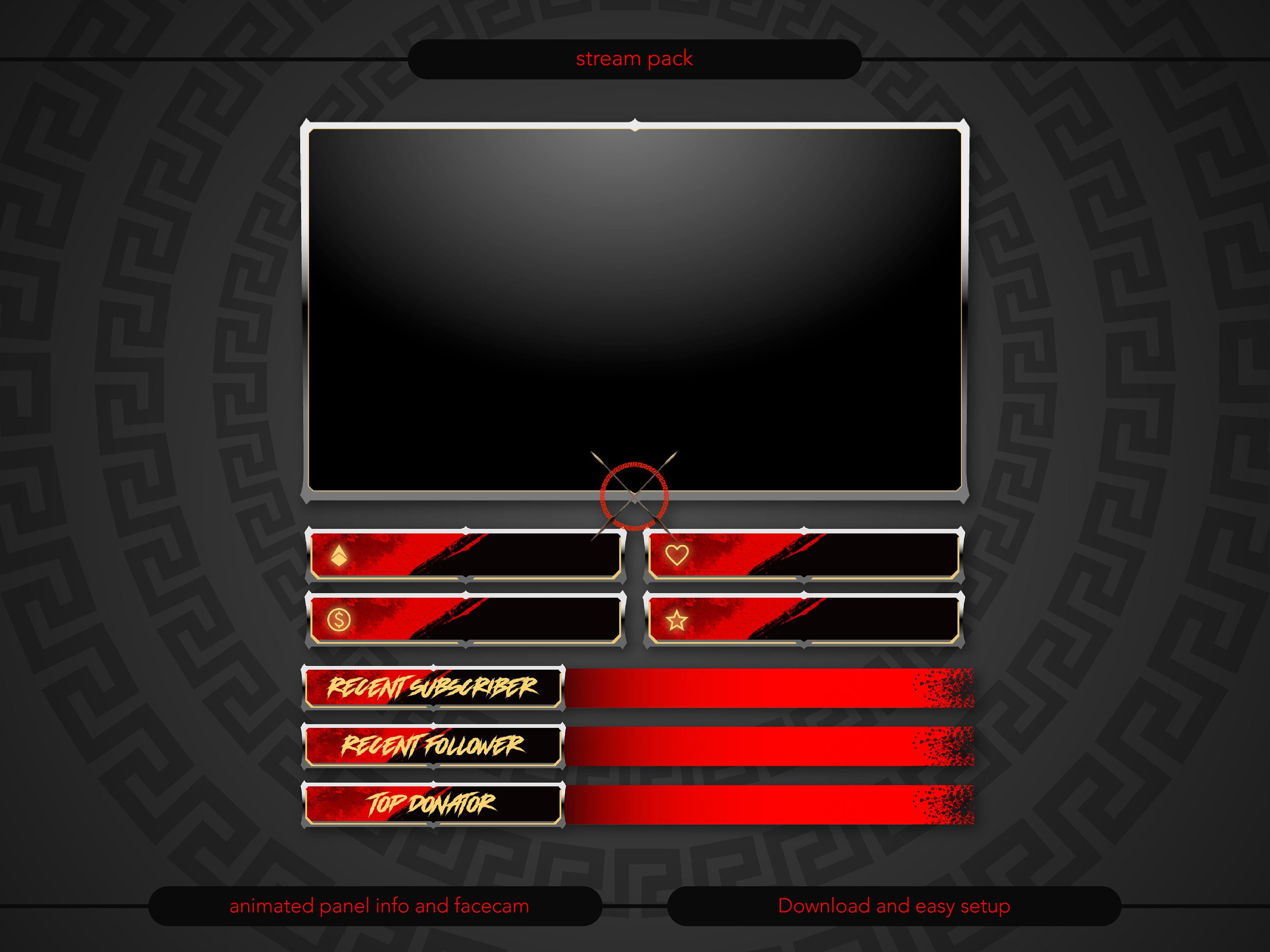 Full Animated Stream Overlay Package, Fighter, Spartan General. Twitch ...
