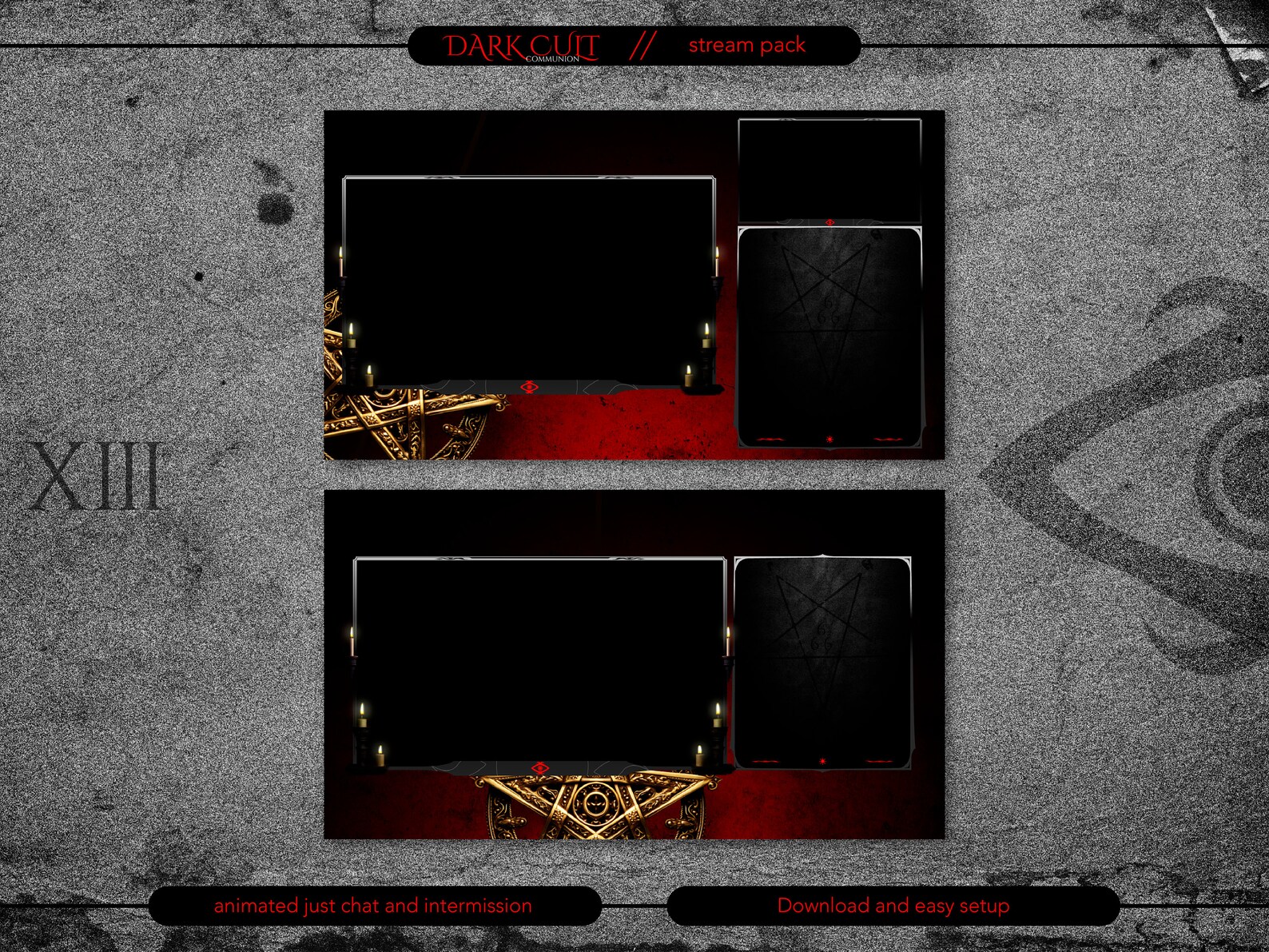 Full Animated Stream Overlay Package, Horror, Dark, Dark Cult Communion ...