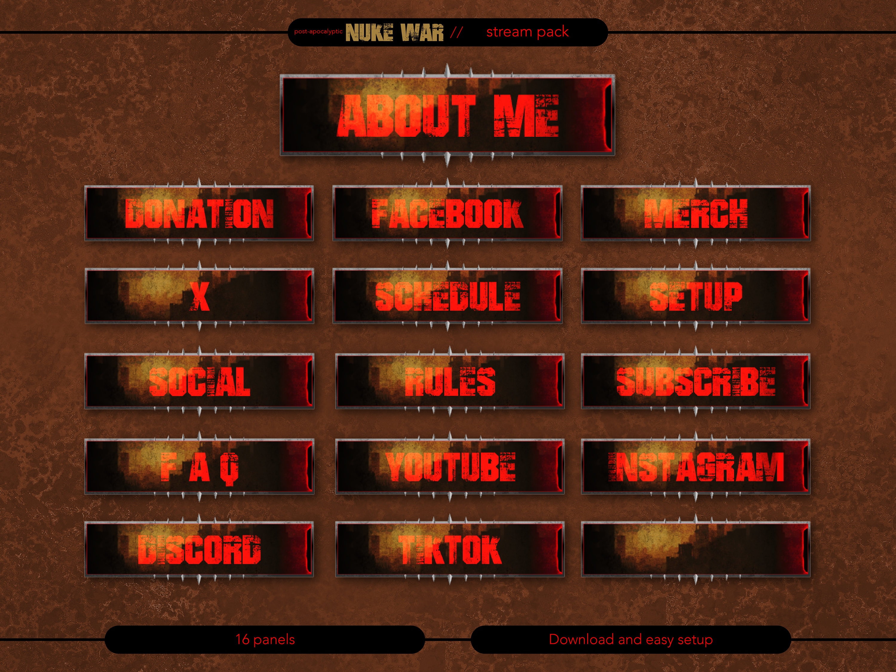 Animated Stream Overlay Package, Fire, Apocalyptic, War, Nuke War. Twitch Overlay, Facebook ...