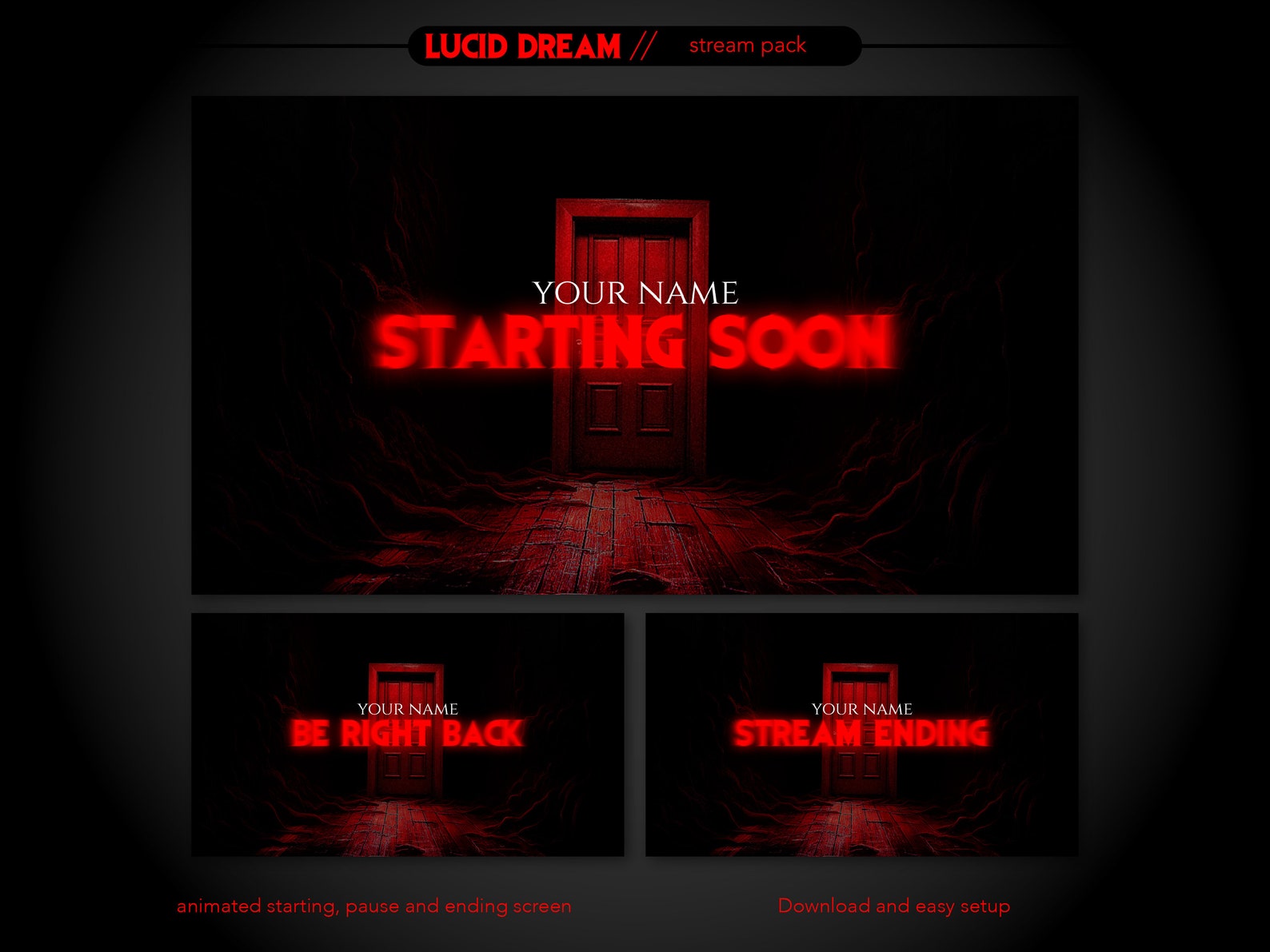 Full Animated Stream Overlay Package, Horror, Dark, Lucid Dream ...