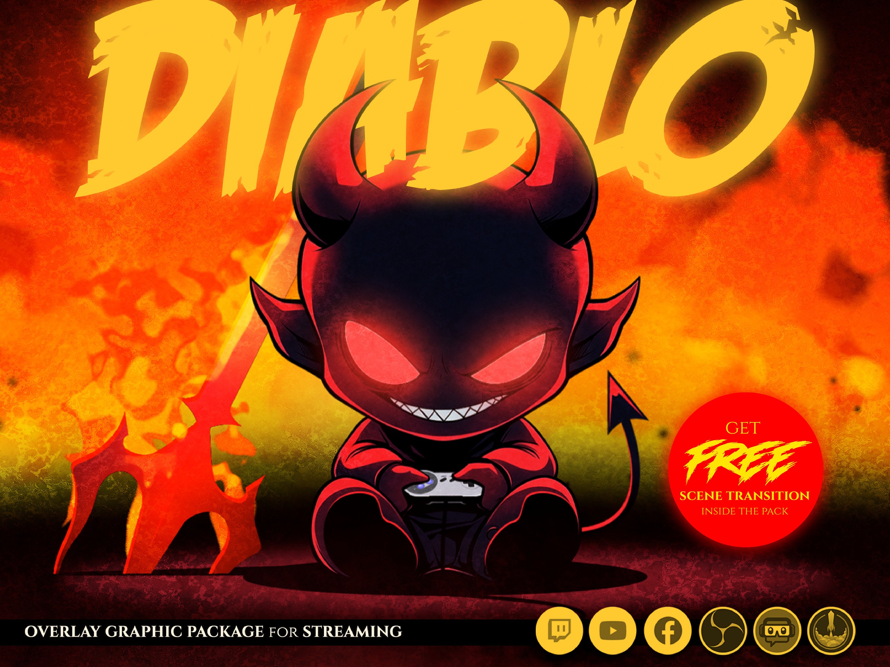 Animated Stream Overlay Package, Horror, Dark, Devil, Diablo. Twitch ...