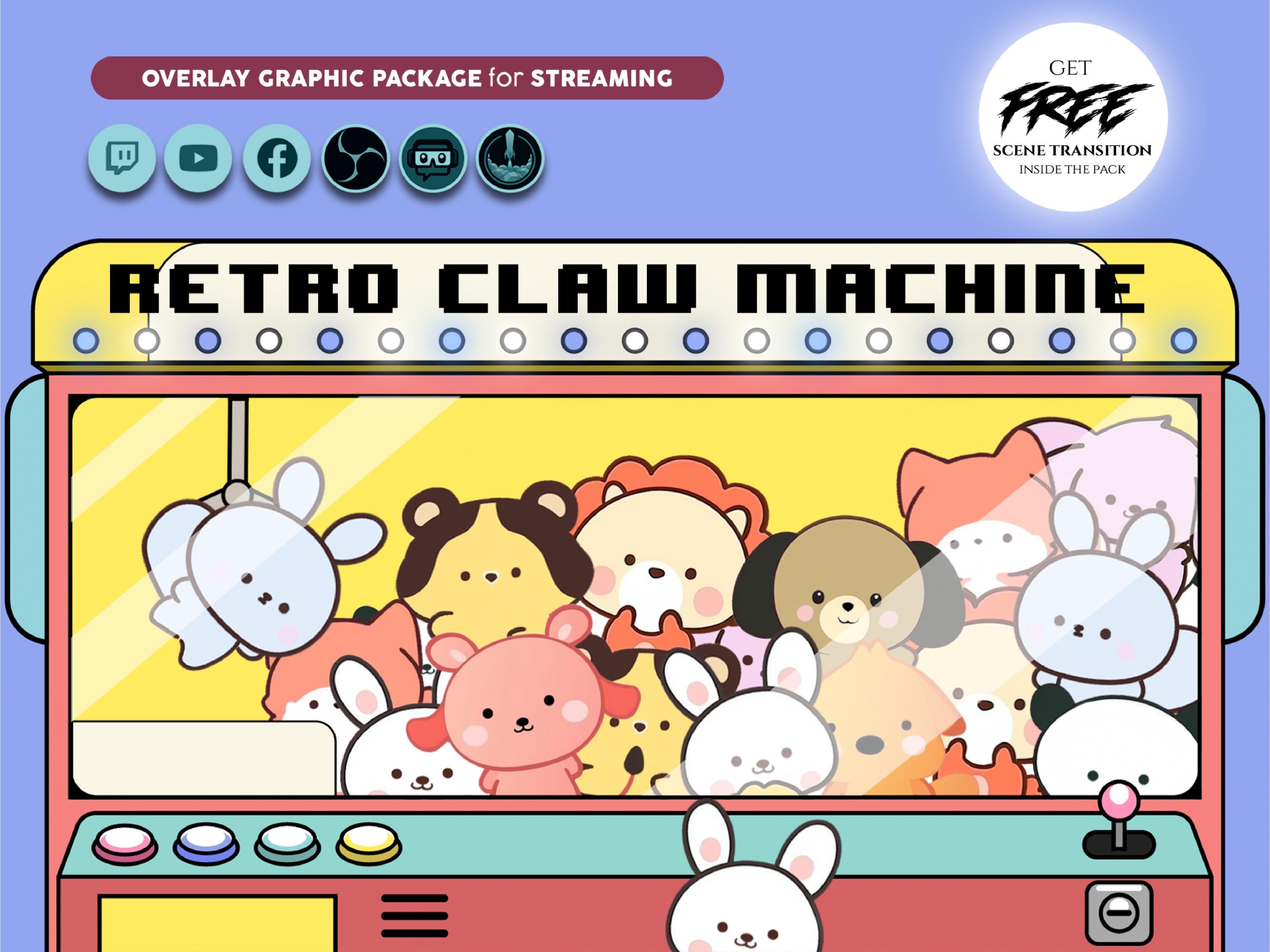 Animated Stream Overlay Package, Cute, Arcade, Claw Machine. Twitch ...
