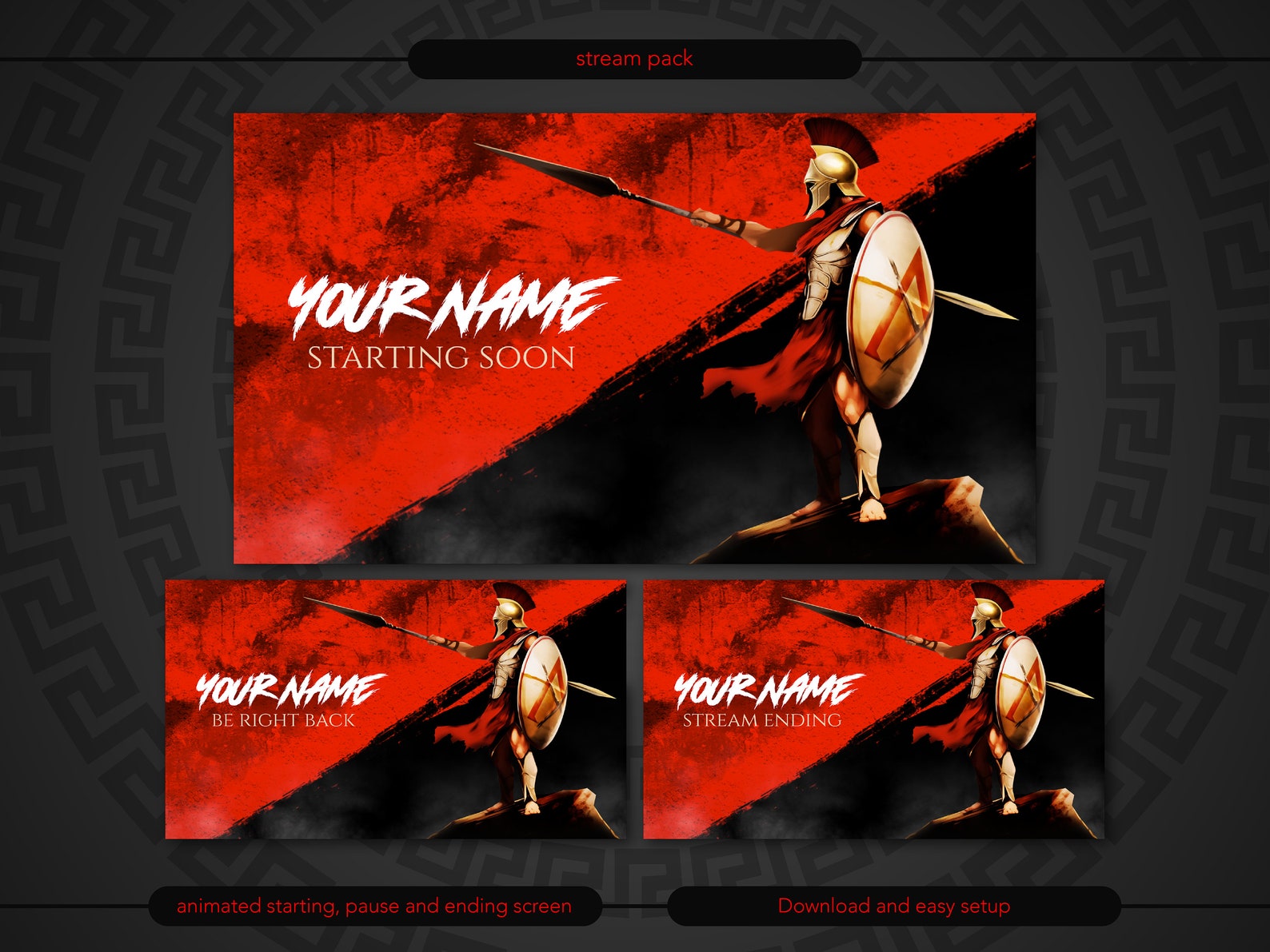 Full Animated Stream Overlay Package, Fighter, Spartan General. Twitch ...
