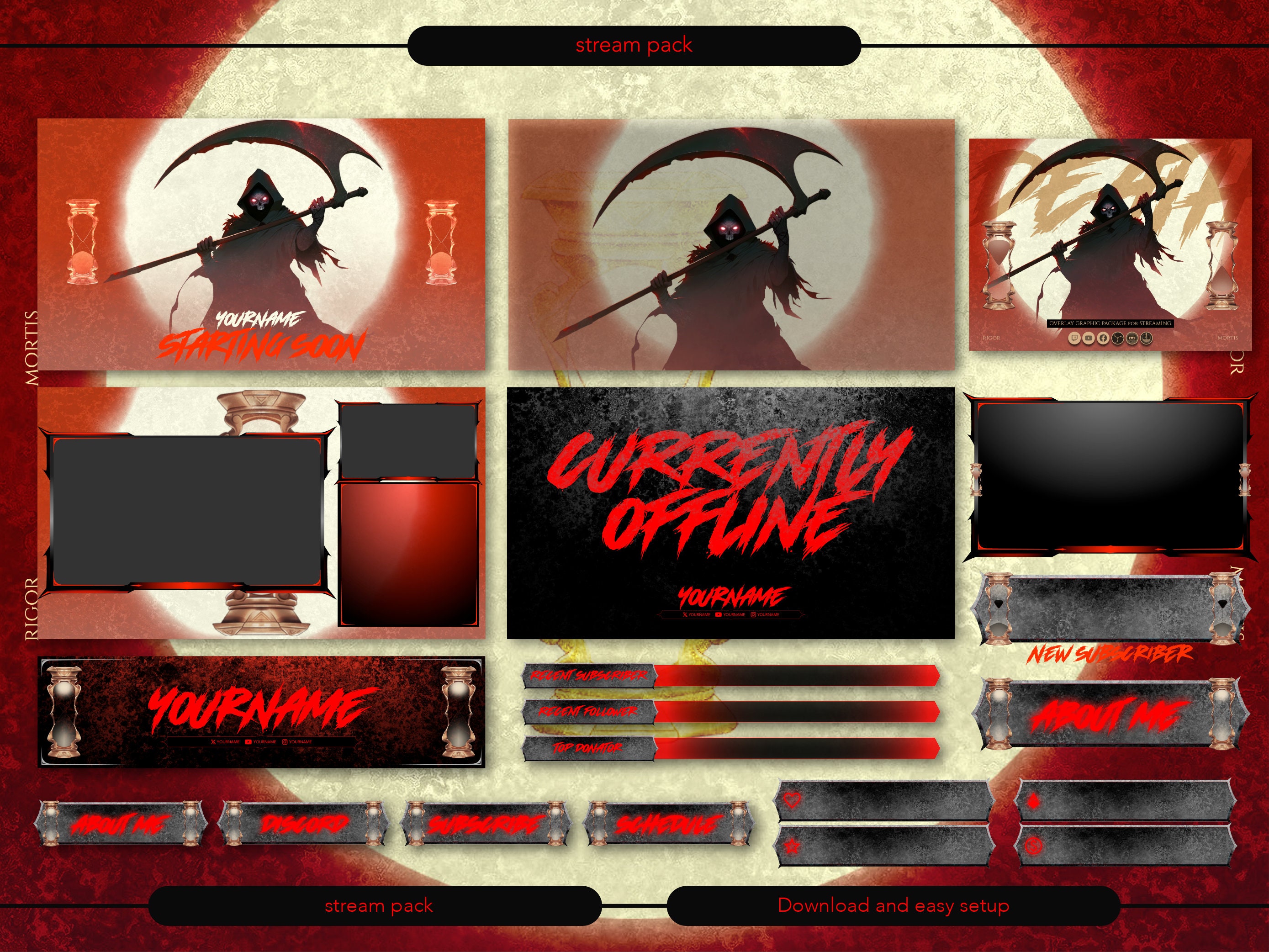 Full Animated Stream Overlay Package, Dark, Grim Reaper, Death. Twitch ...