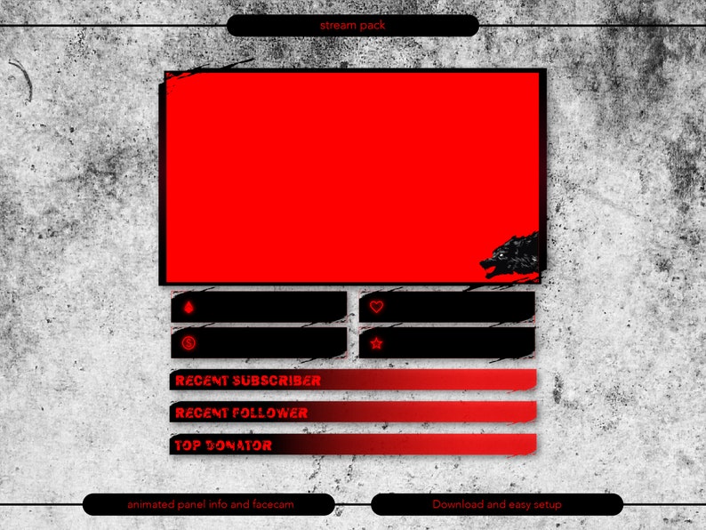 Animated Stream Overlay Package, Alpha Pack, Wolf Leader, Hunter ...