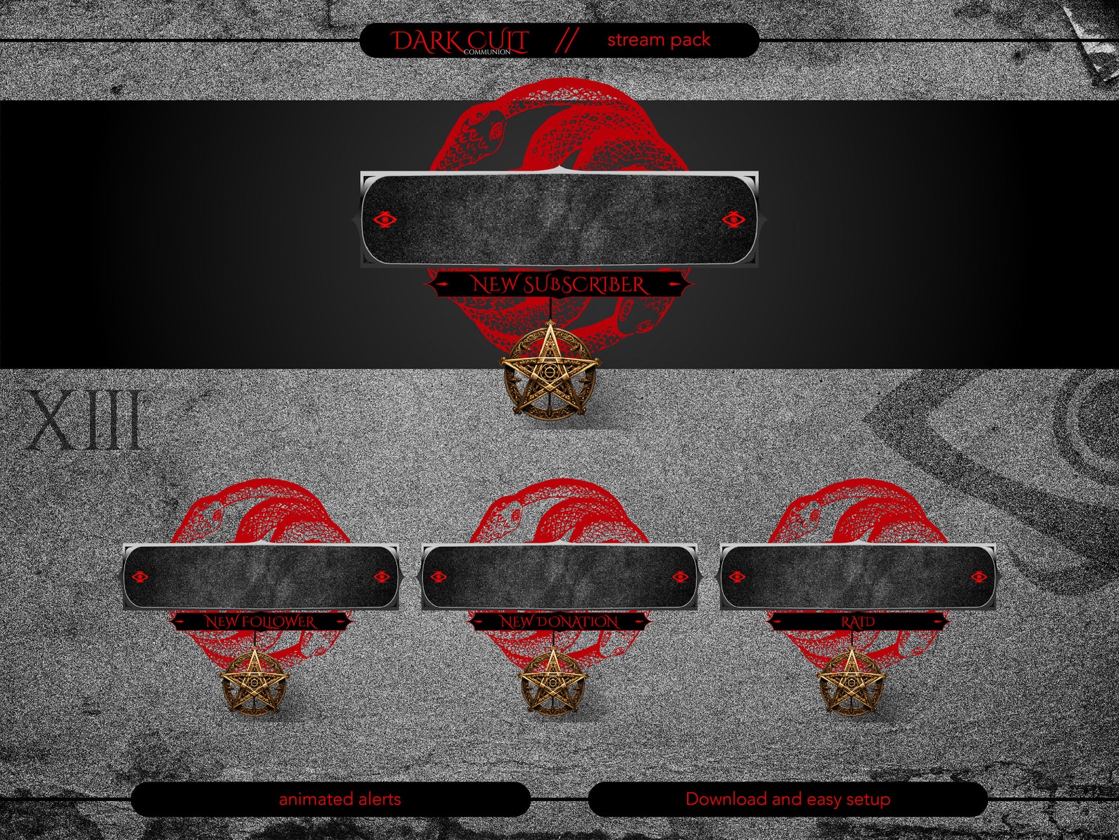 Full Animated Stream Overlay Package, Horror, Dark, Dark Cult Communion ...