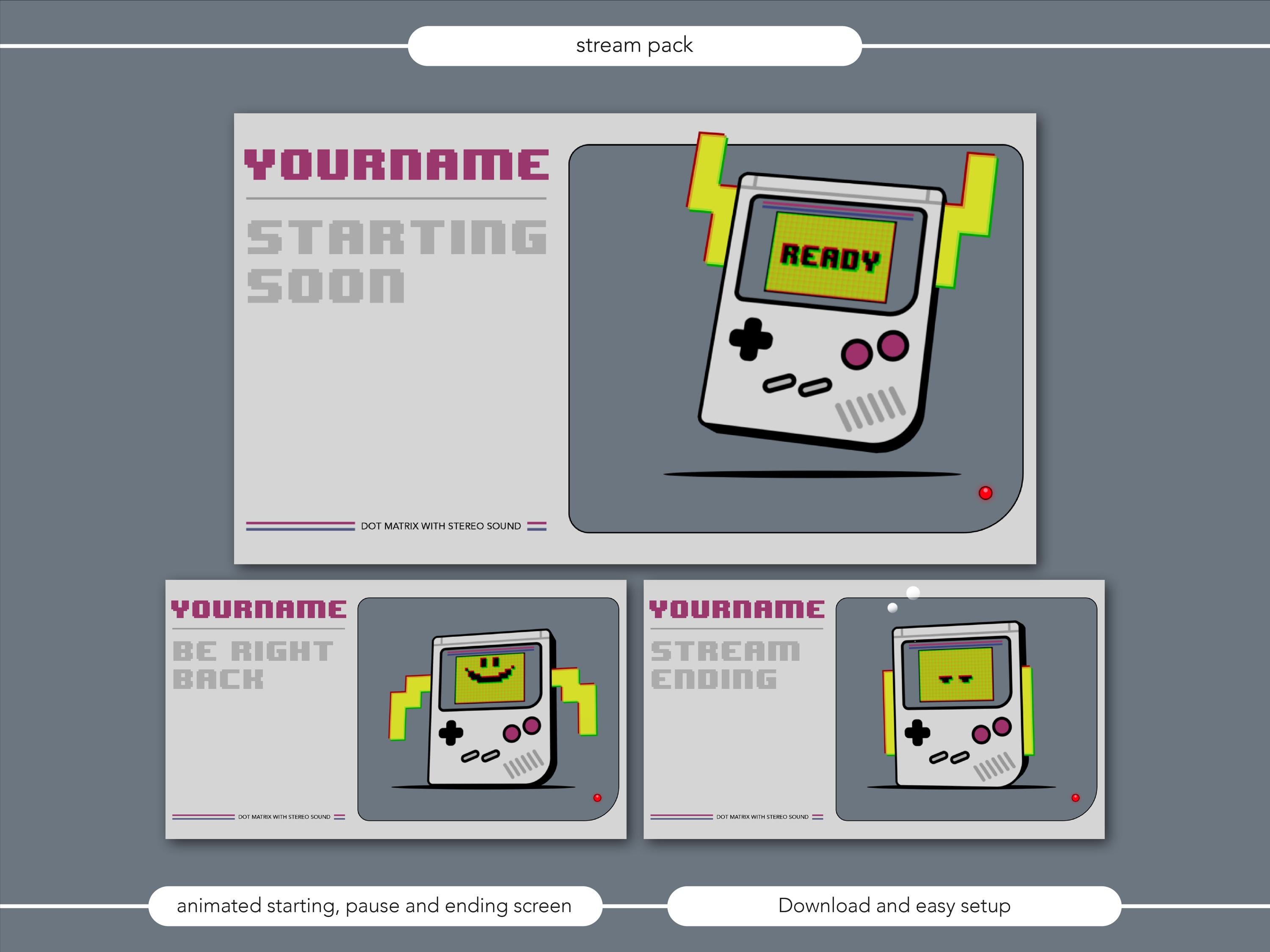 Retro Gameboy Animated Stream Overlay | Nostalgia Theme Package for ...