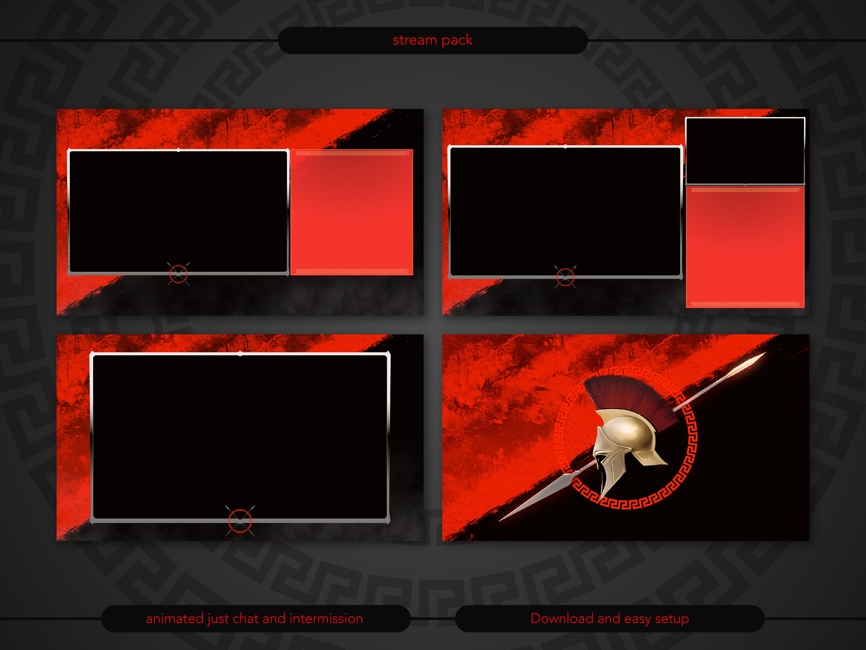 Full Animated Stream Overlay Package, Fighter, Spartan General. Twitch ...