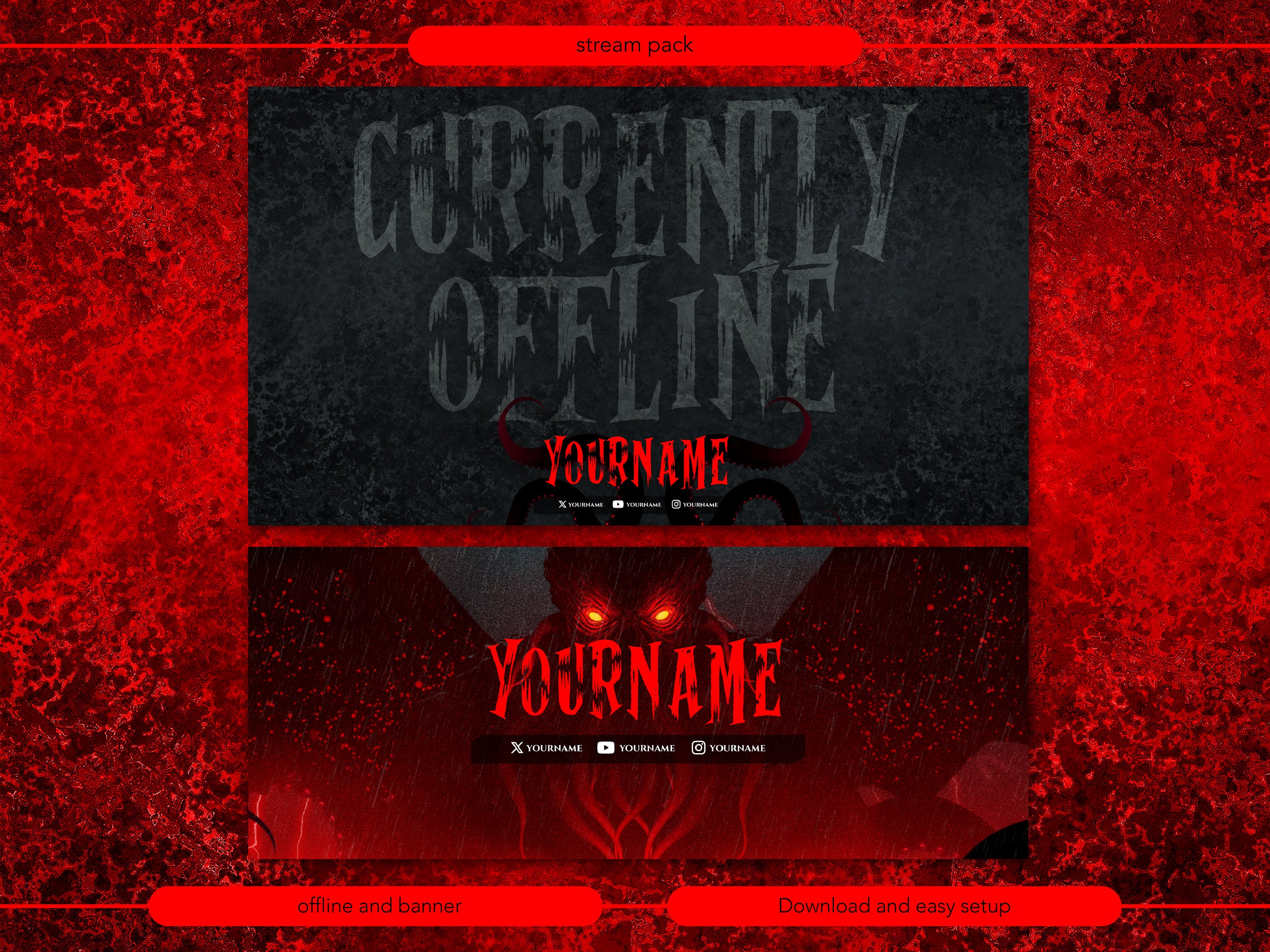 Animated Stream Overlay Package, Sea Monster, Ancient Alien, Cthulhu ...