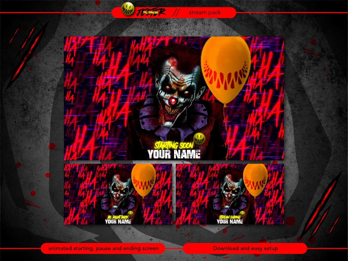 Animated Dark Twitch Overlay Package. Scary Stream Overlay. Twitch ...