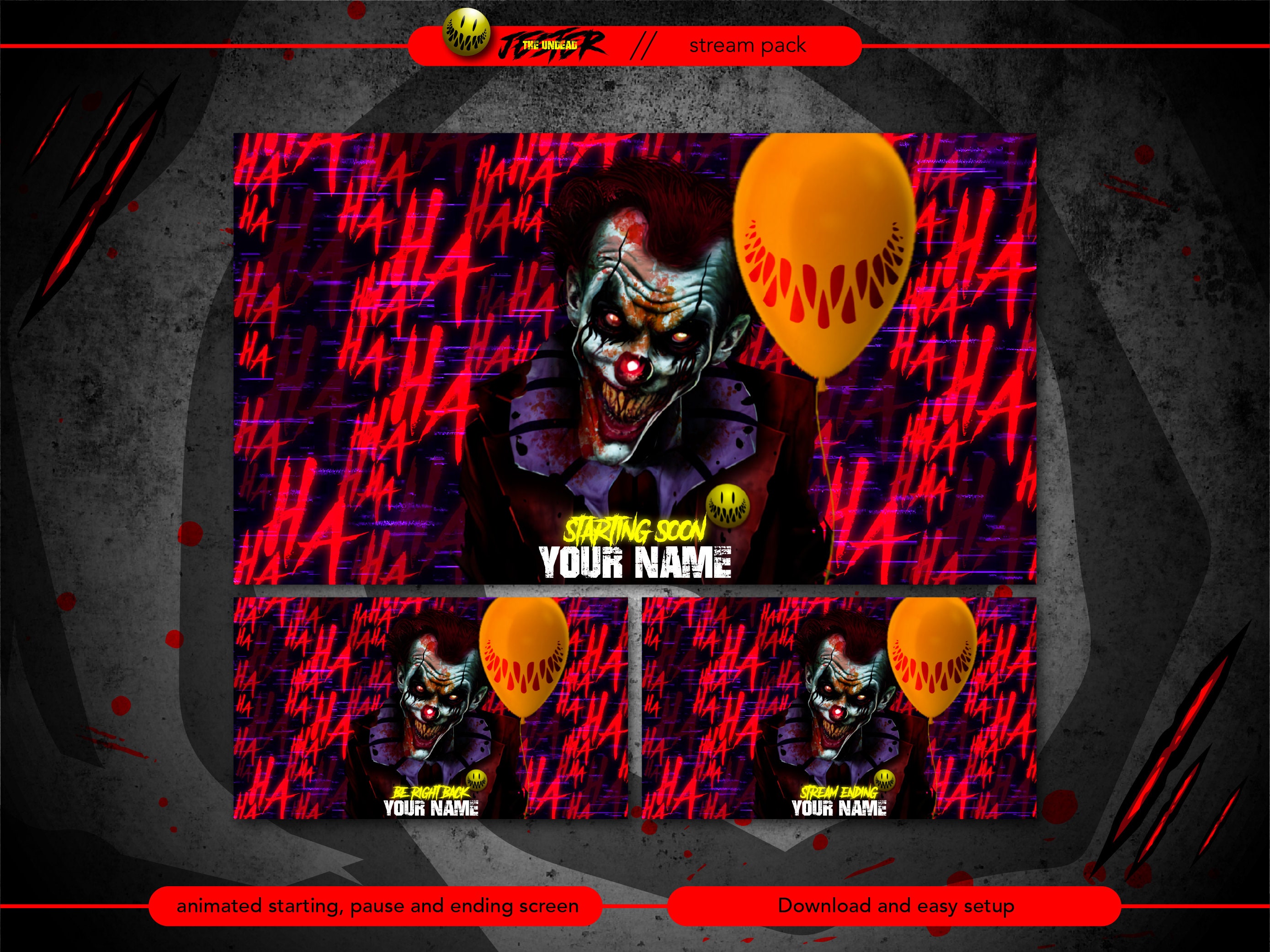 Animated Dark Twitch Overlay Package. Scary Stream Overlay. Twitch ...