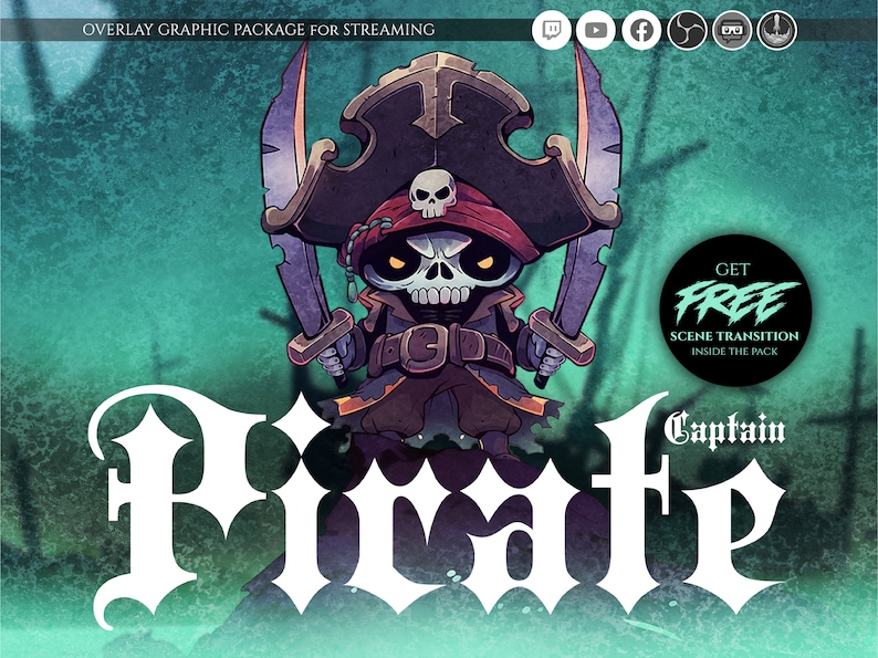 Animated Stream Overlay Package, Pirate Captain, Undead, Cursed. Twitch ...