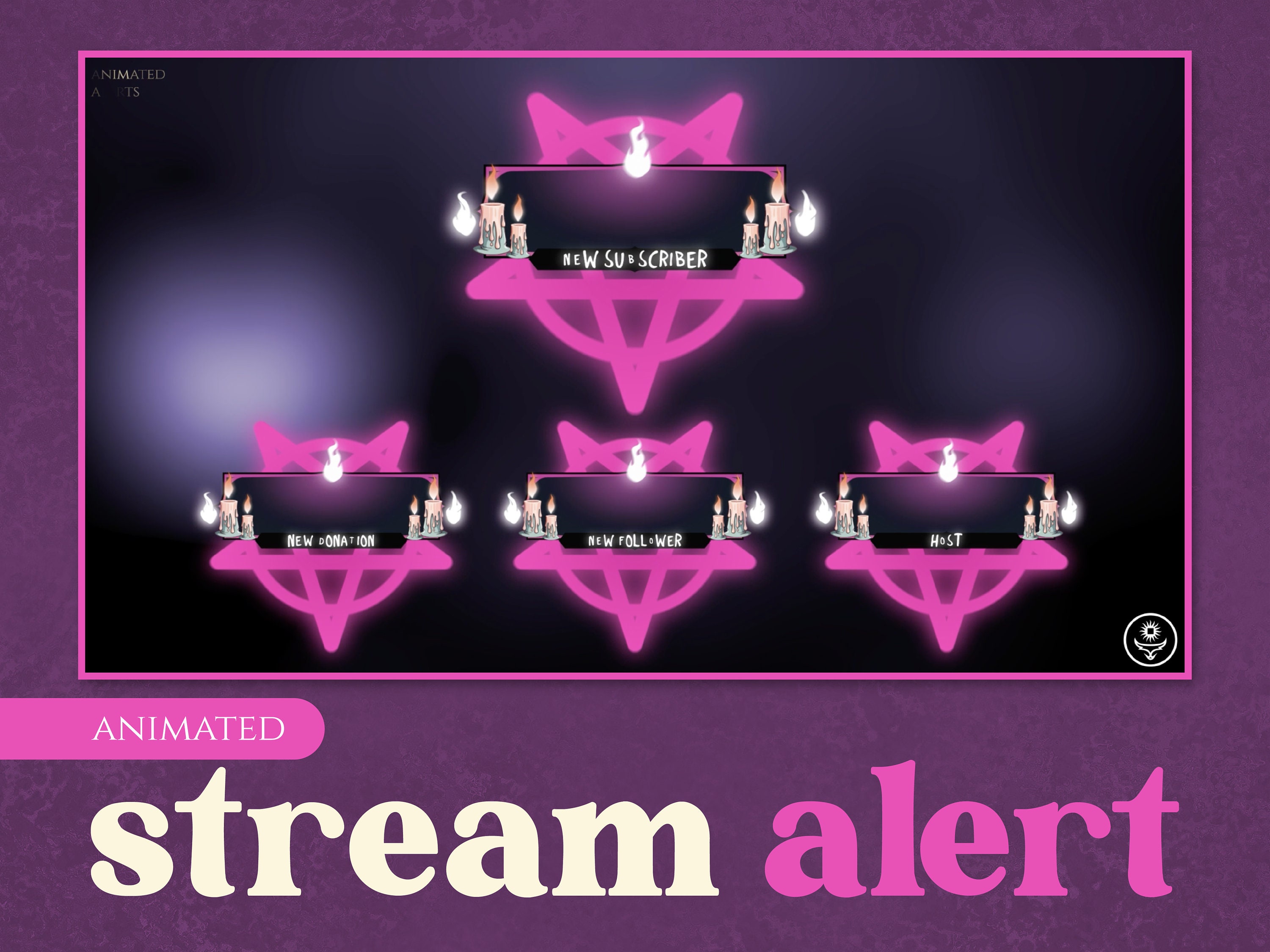 6x Pink Pentagram Animated Alerts, Dark Cute. Alerts for Streaming on ...