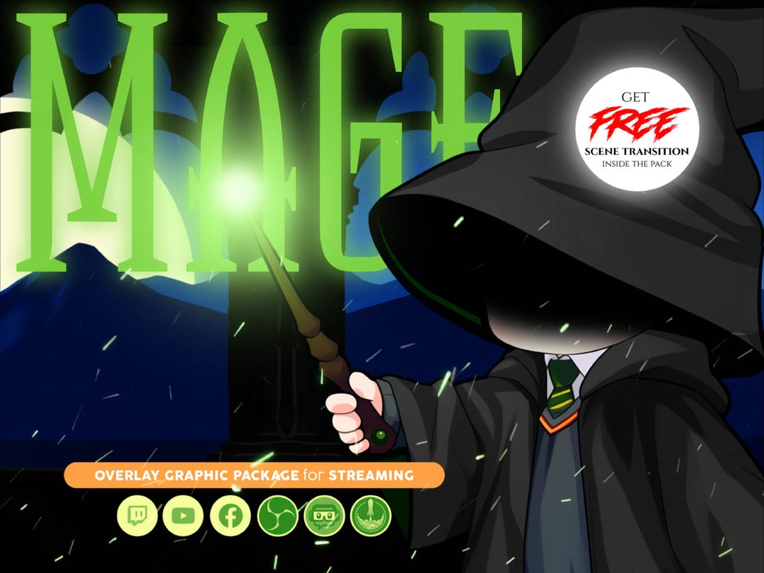 Mage Spellcaster Animated Stream Overlay | Magical Streaming Package ...