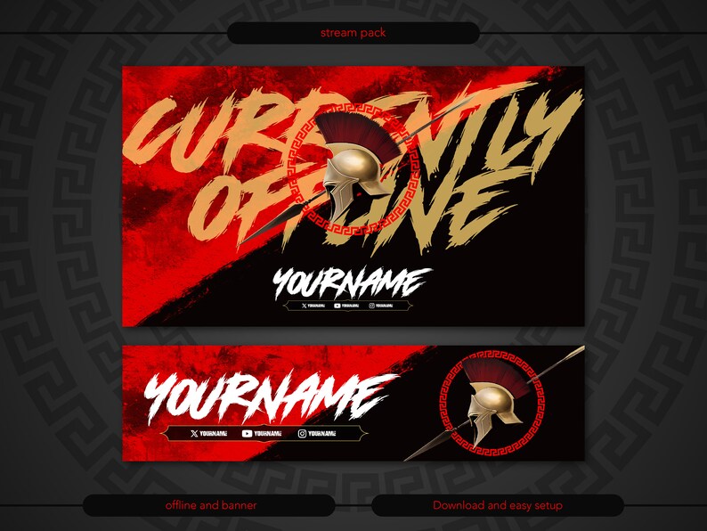 Full Animated Stream Overlay Package, Fighter, Spartan General. Twitch ...