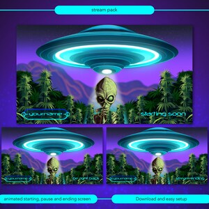 Full Animated Stream Overlay Package, Chill, Weed, Stoned Alien. Twitch ...
