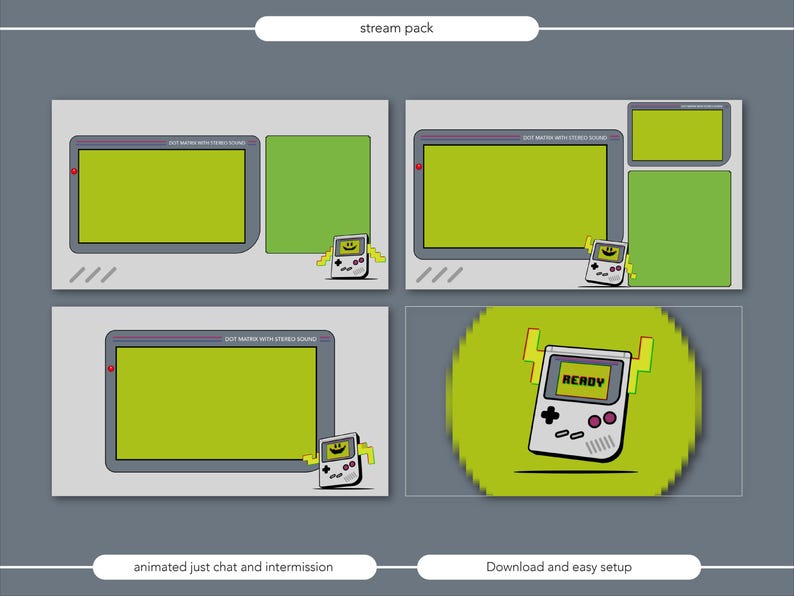 Retro Gameboy Animated Stream Overlay | Nostalgia Theme Package for ...