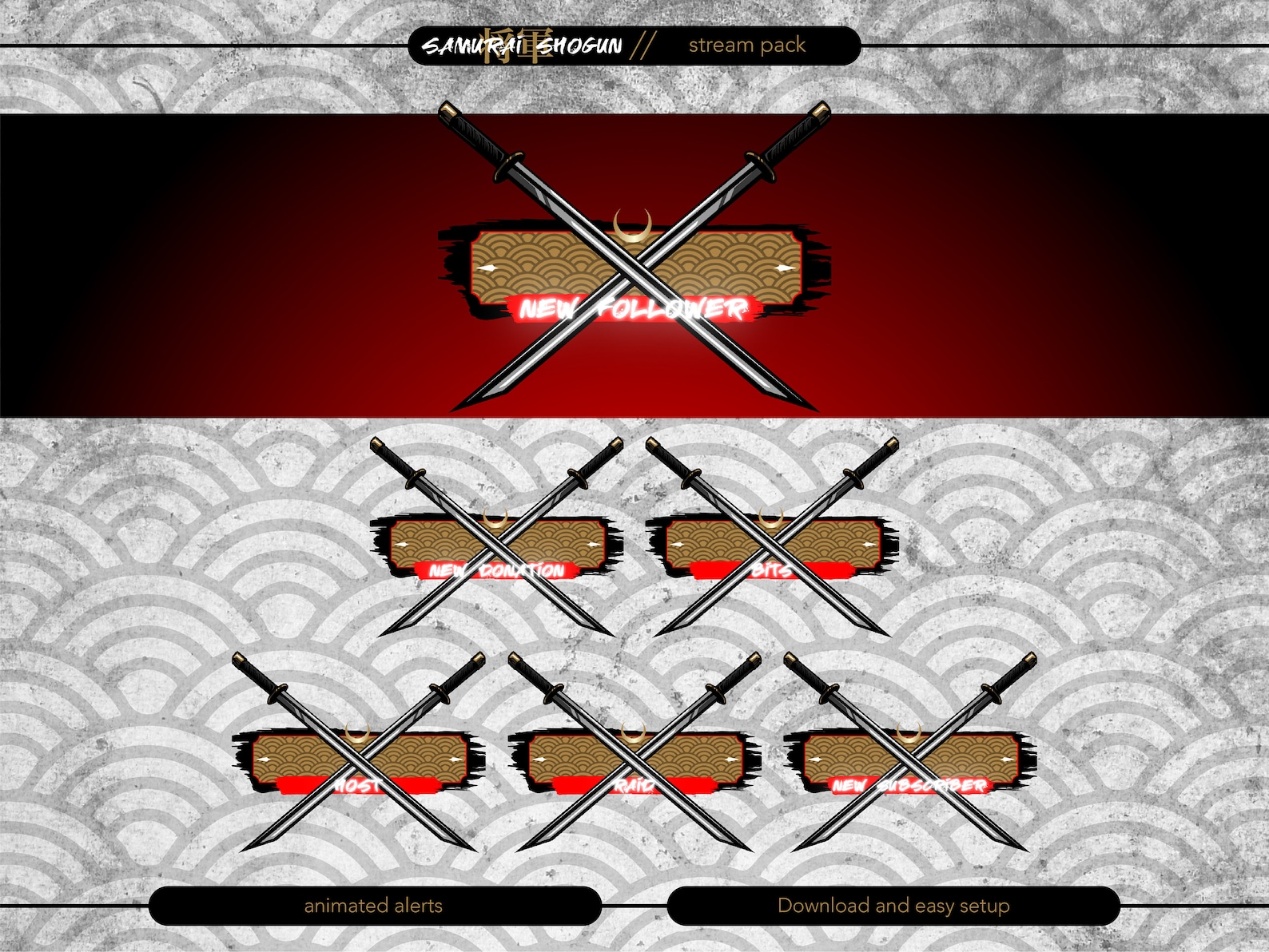 Twitch Overlay Twitch, Japanese Overlay, Samurai Shogun Oni Mask ...