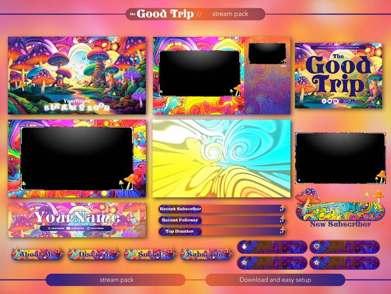 Full Animated Stream Overlay Package, Psychedelic, Trippy, Good Trip ...