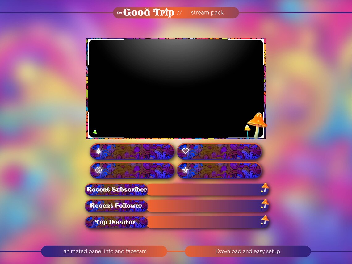 Full Animated Stream Overlay Package, Psychedelic, Trippy, Good Trip ...