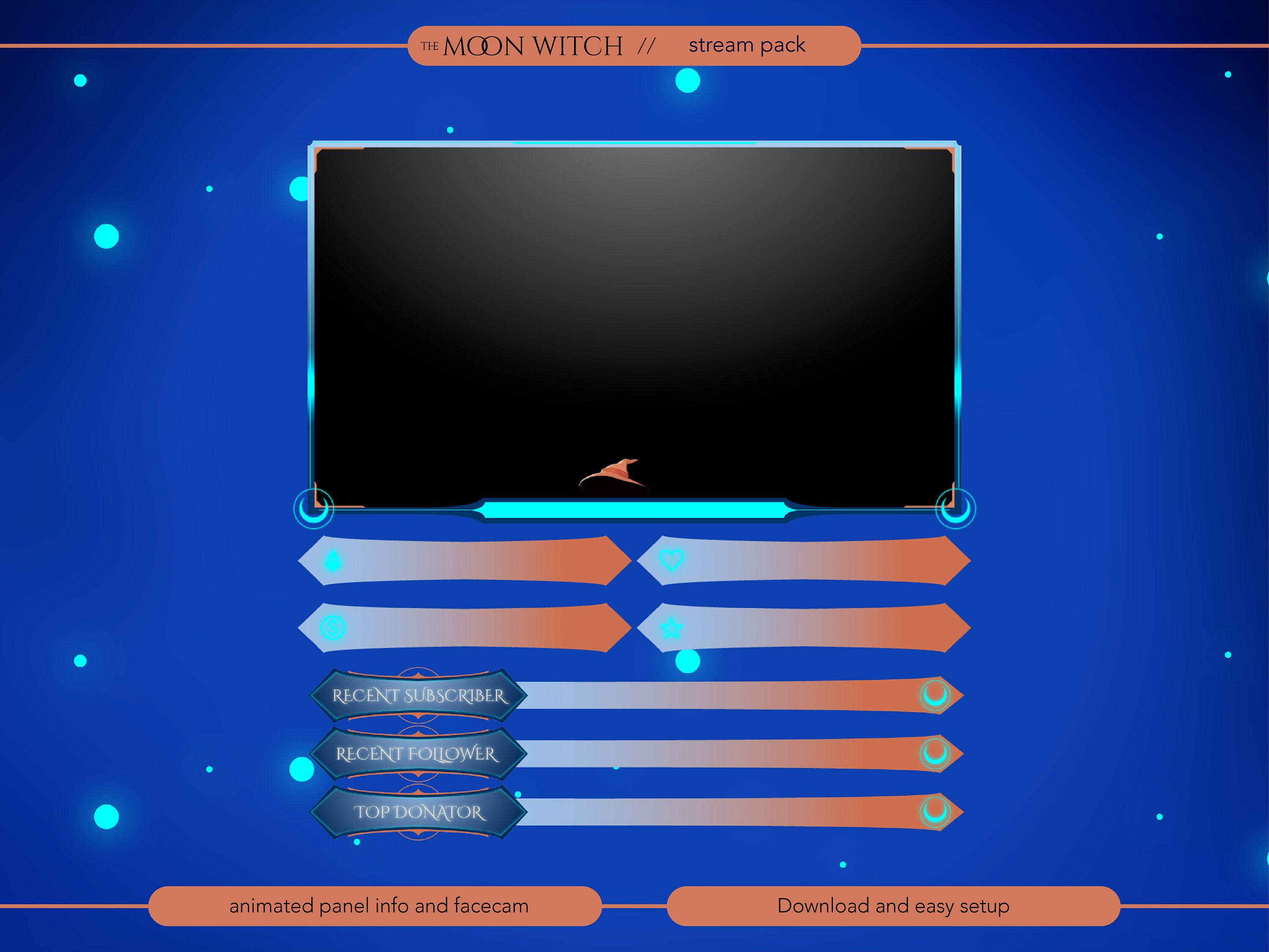 Full Animated Stream Overlay Package, Magical, Anime, the Moon Witch ...