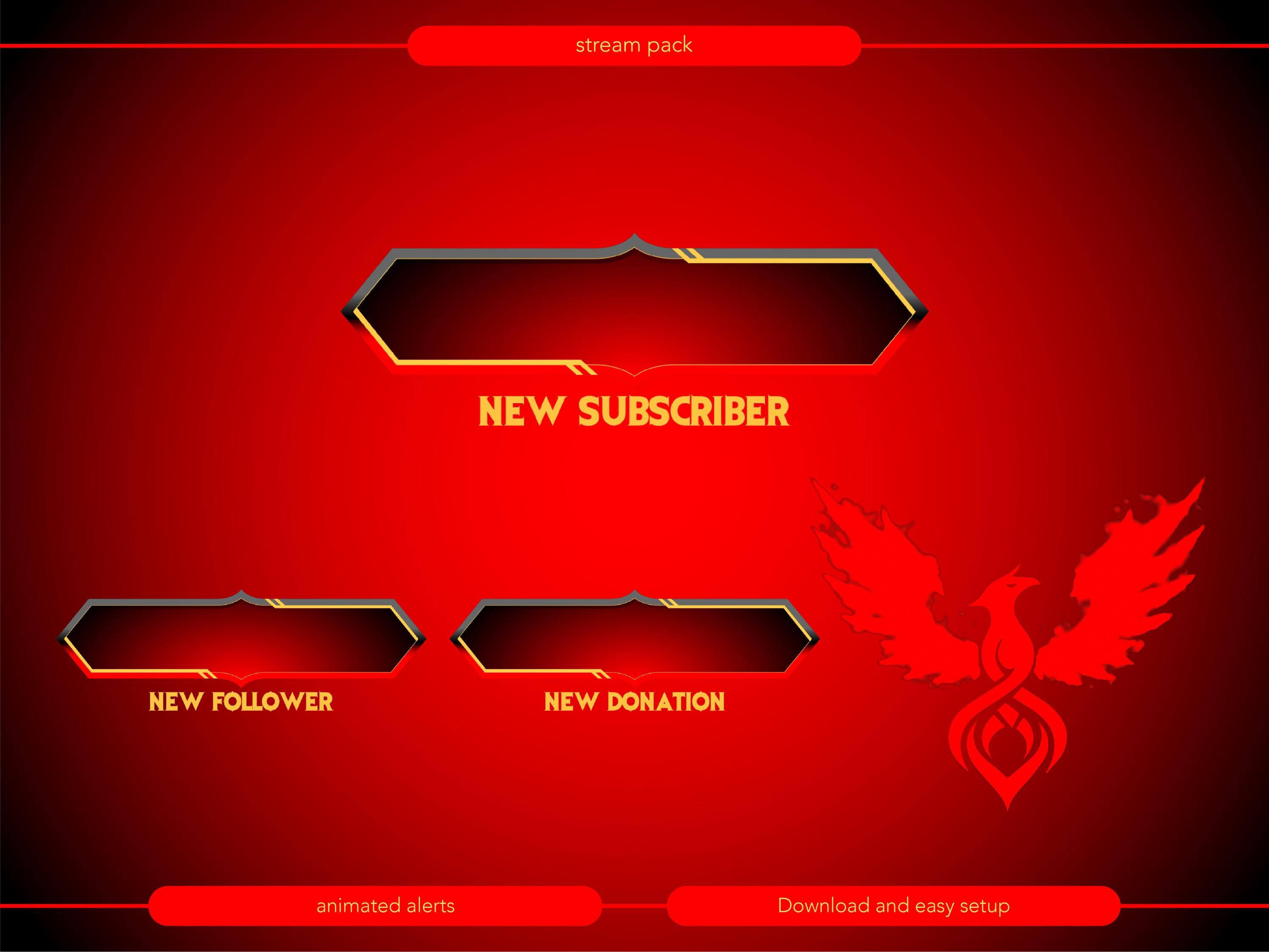 Animated Stream Overlay Package, Immortal, Fire, Phoenix. Twitch ...