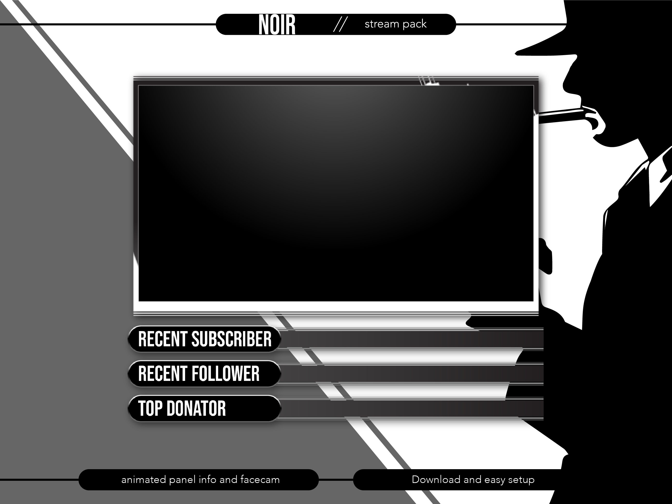 Noir and Mafia Overlay Package Vintage Stream Graphics Animated Twitch ...