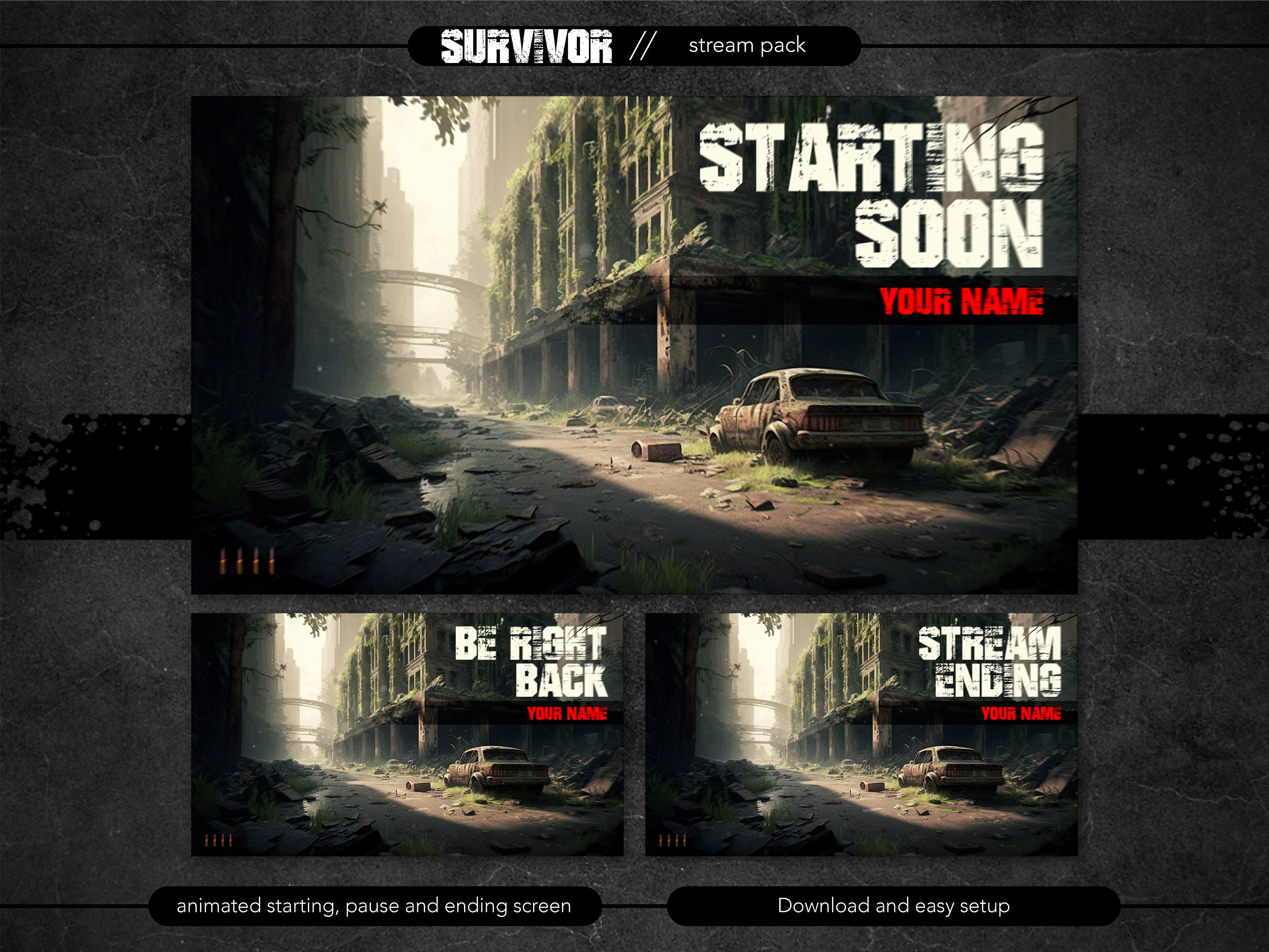 Full Animated Stream Overlay Package, the Post-apocalyptic Survivor ...