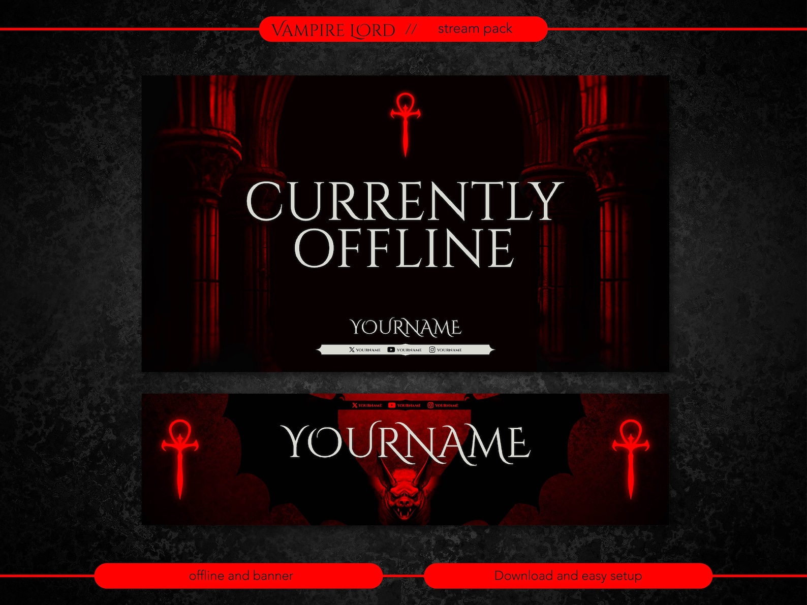 Full Animated Stream Overlay Package, Horror, Bat, Vampire Lord. Twitch ...