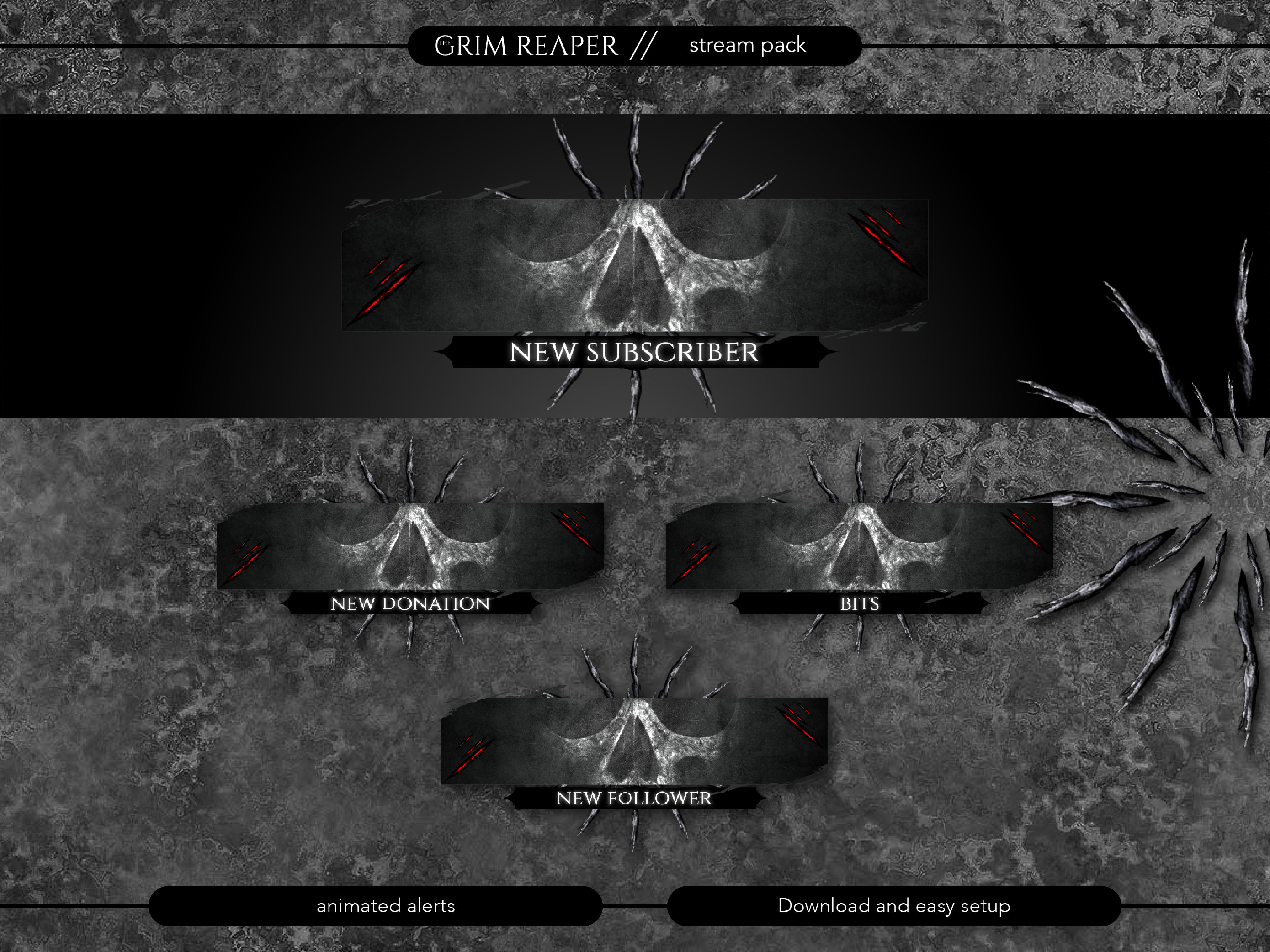 Dark Grim Reaper Full Animated Stream Overlay Graphic Package. for ...