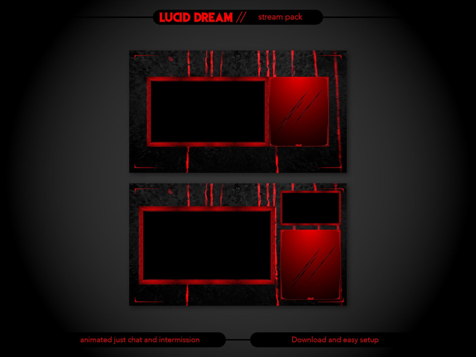 Full Animated Stream Overlay Package, Horror, Dark, Lucid Dream ...