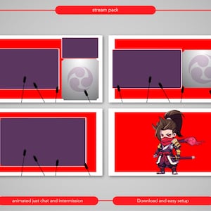 Anime Samurai Stream Overlay Package – Animated Twitch, Youtube ...