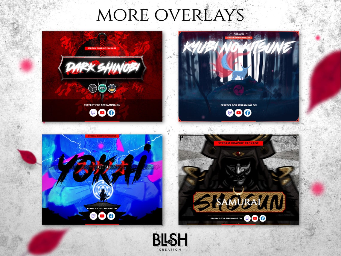 Kyubi No Kitsune Animated Stream Overlay Graphic Package. - Etsy